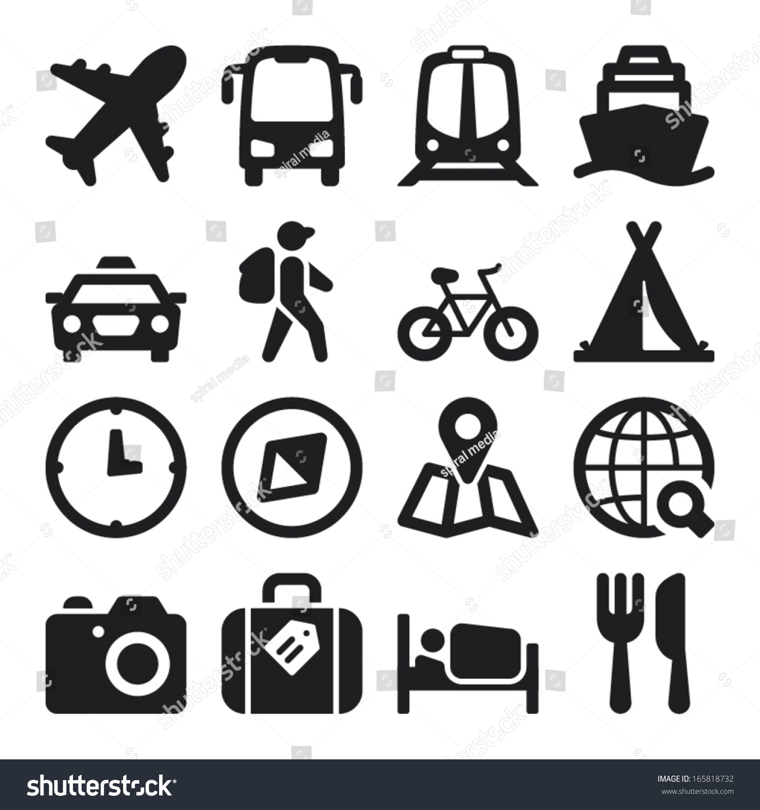 Set Black Flat Icons About Travel Stock Vector (Royalty Free) 165818732 Set Black Flat Icons About Travel Stock Vector (Royalty Free) 165818732