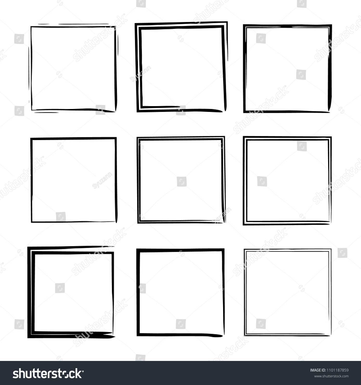 Set Black Rectangle Grunge Frames Square Stock Vector (Royalty Free ...