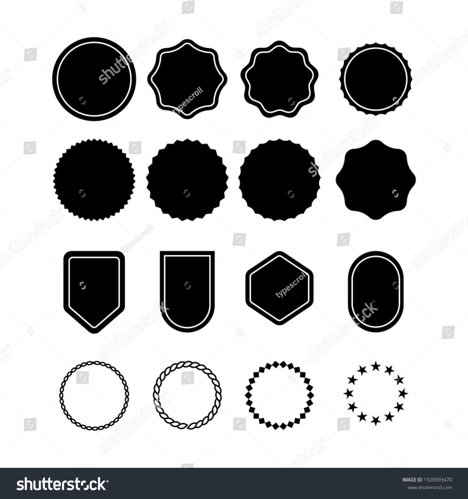 Set Black Round Vector Stock Vector (Royalty Free) 1920993470 ...