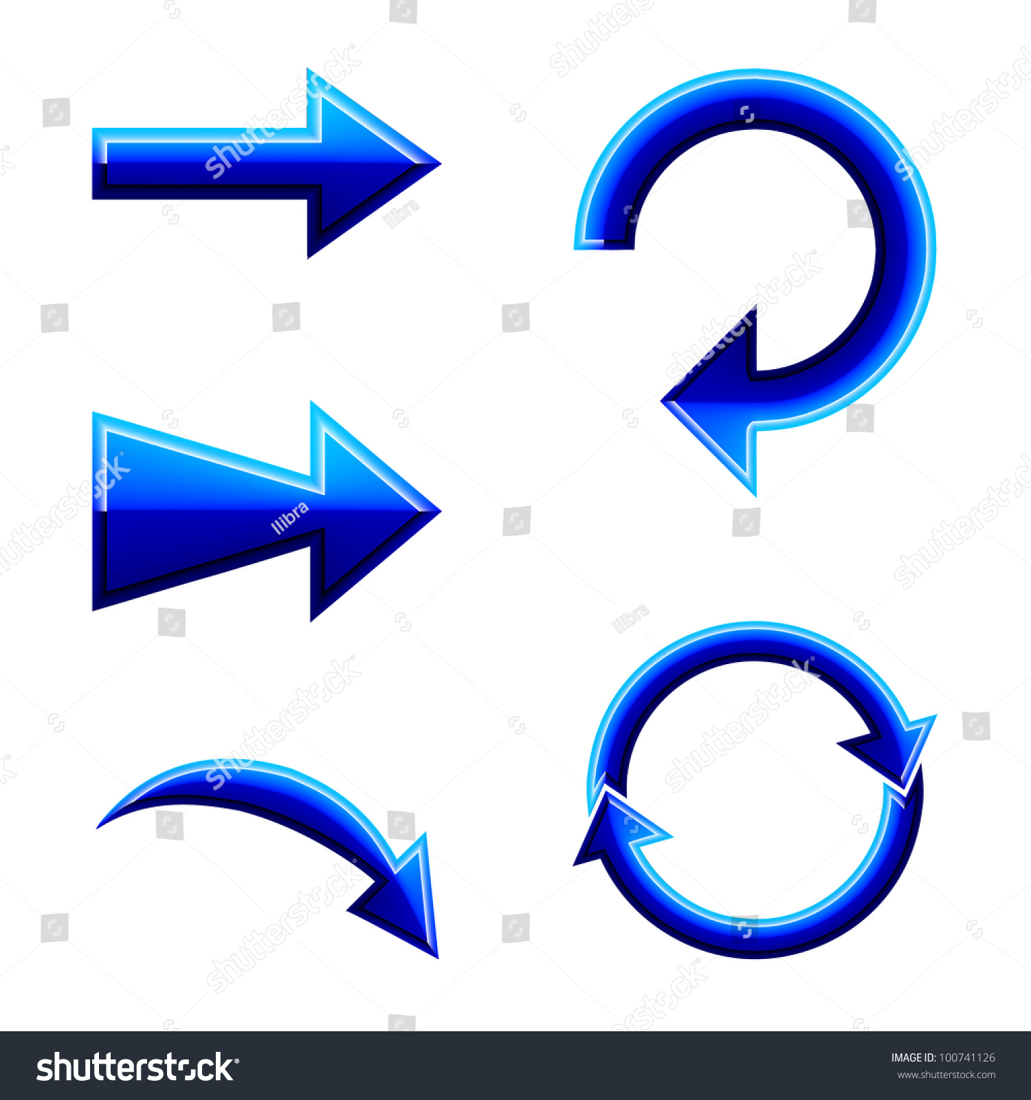 Set Blue Arrows Vector Stock Vector (Royalty Free) 100741126
