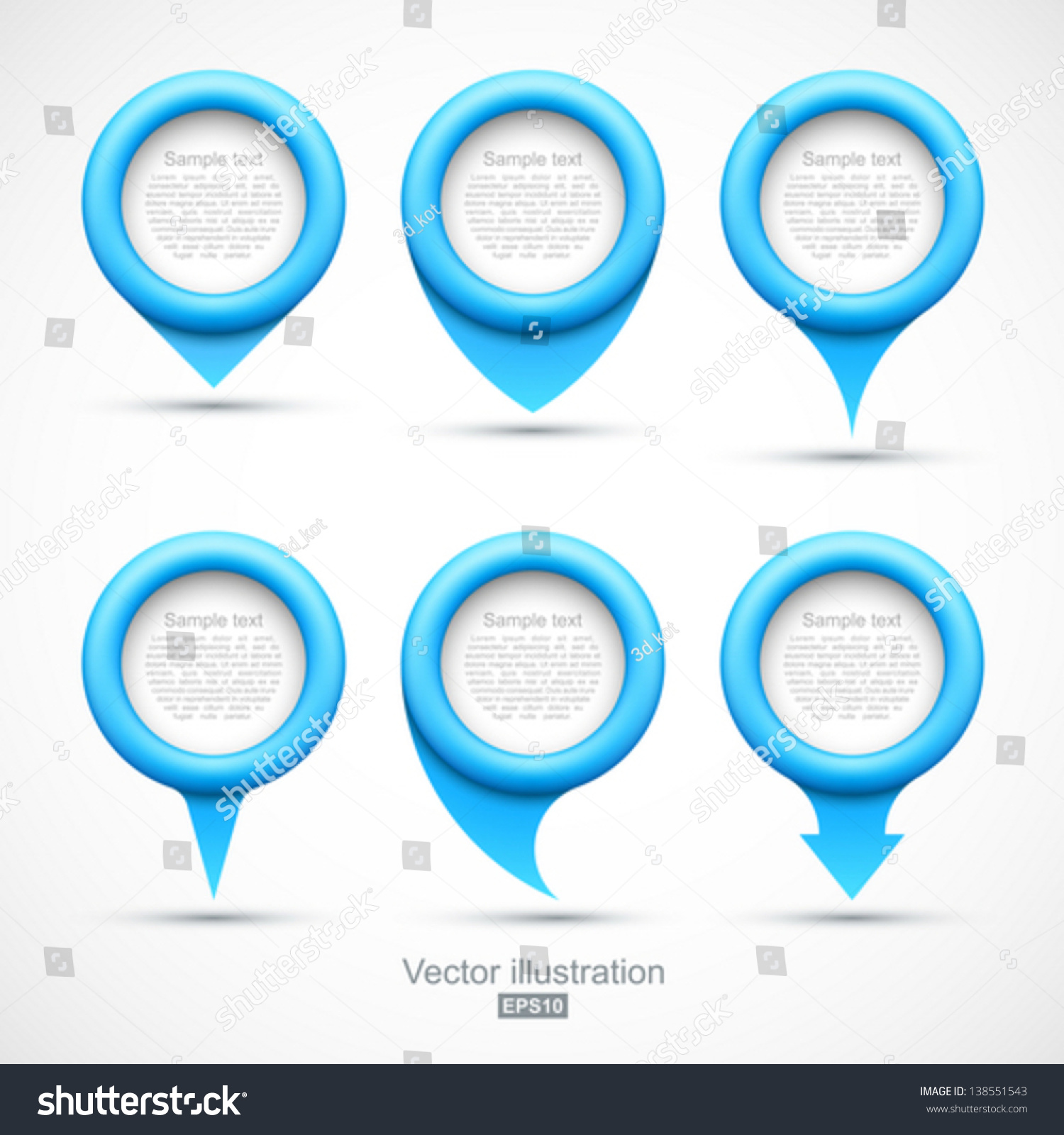 Set Blue Circle Pointers Stock Vector (Royalty Free) 138551543