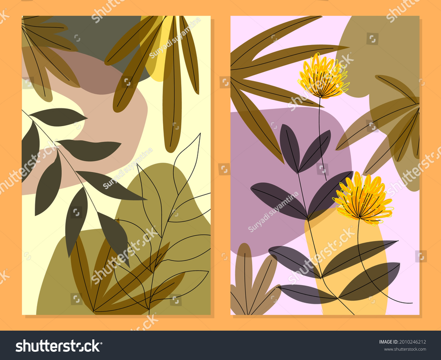 Set Botanical Floral Abstract Background Vector Stock Vector Royalty