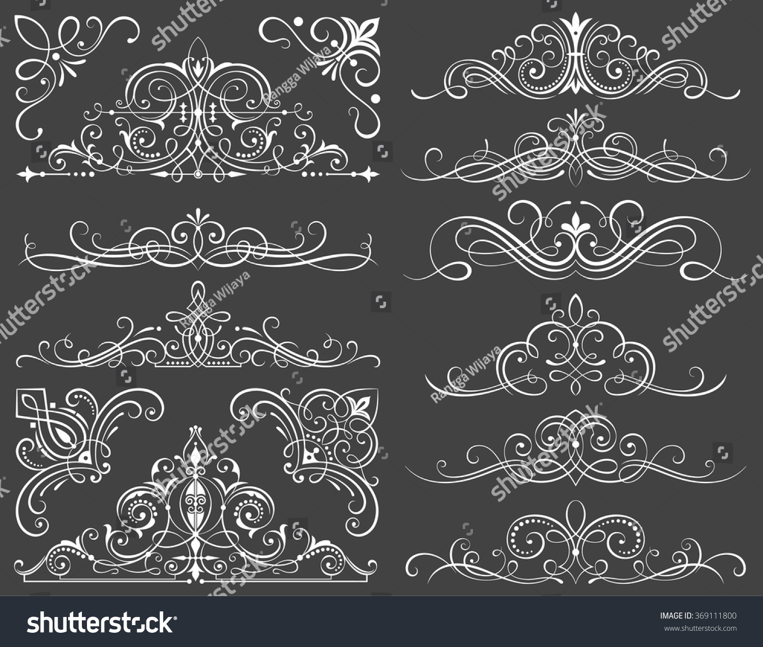 Set Calligraphic Frames Scroll Elements Vector Stock Vector (Royalty ...