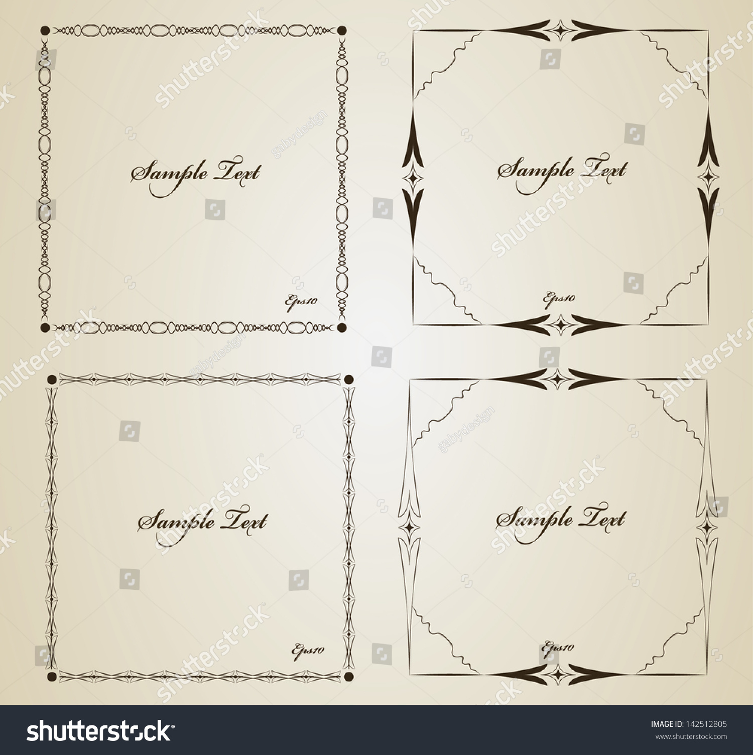 Set Calligraphy Vector Frames Sample Text: vector de stock (libre de ...