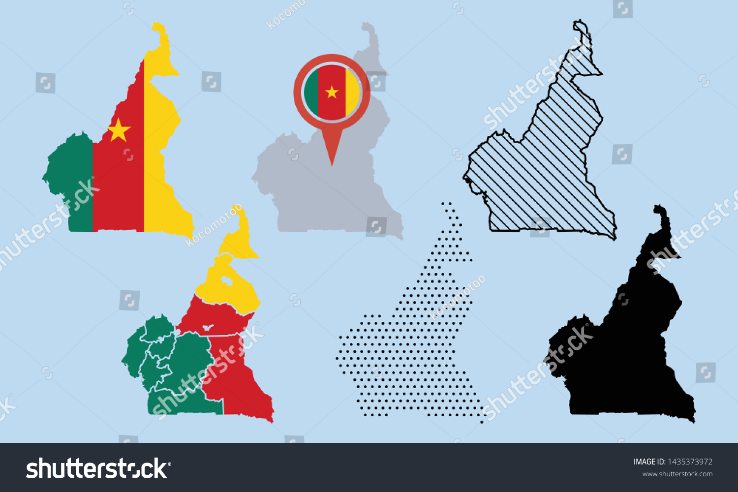 Set Cameroon Vector Map Stock Vector (Royalty Free) 1435373972 ...