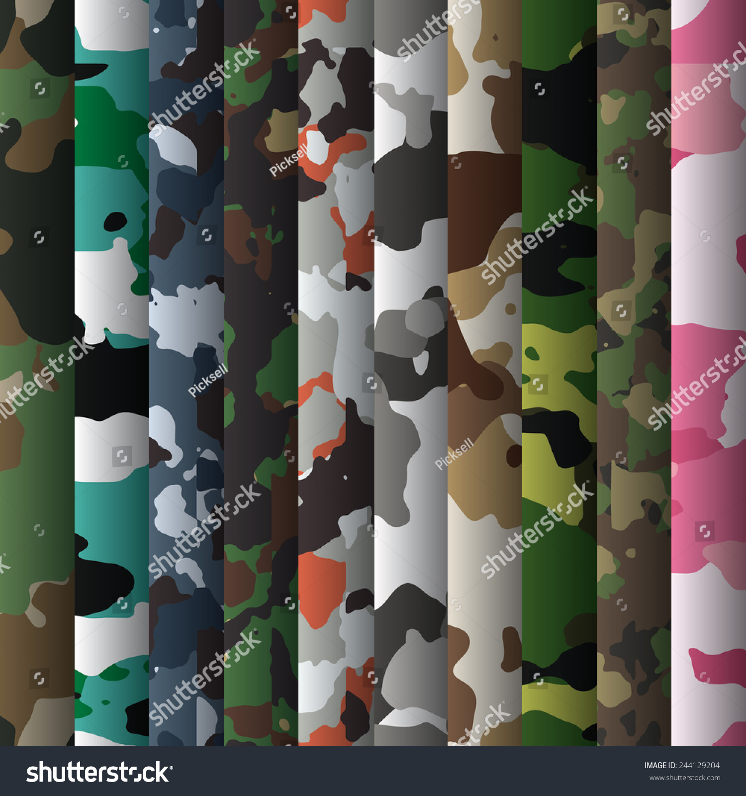 Set 10 Camouflage Patterns Vector Stock Vector (Royalty Free) 244129204