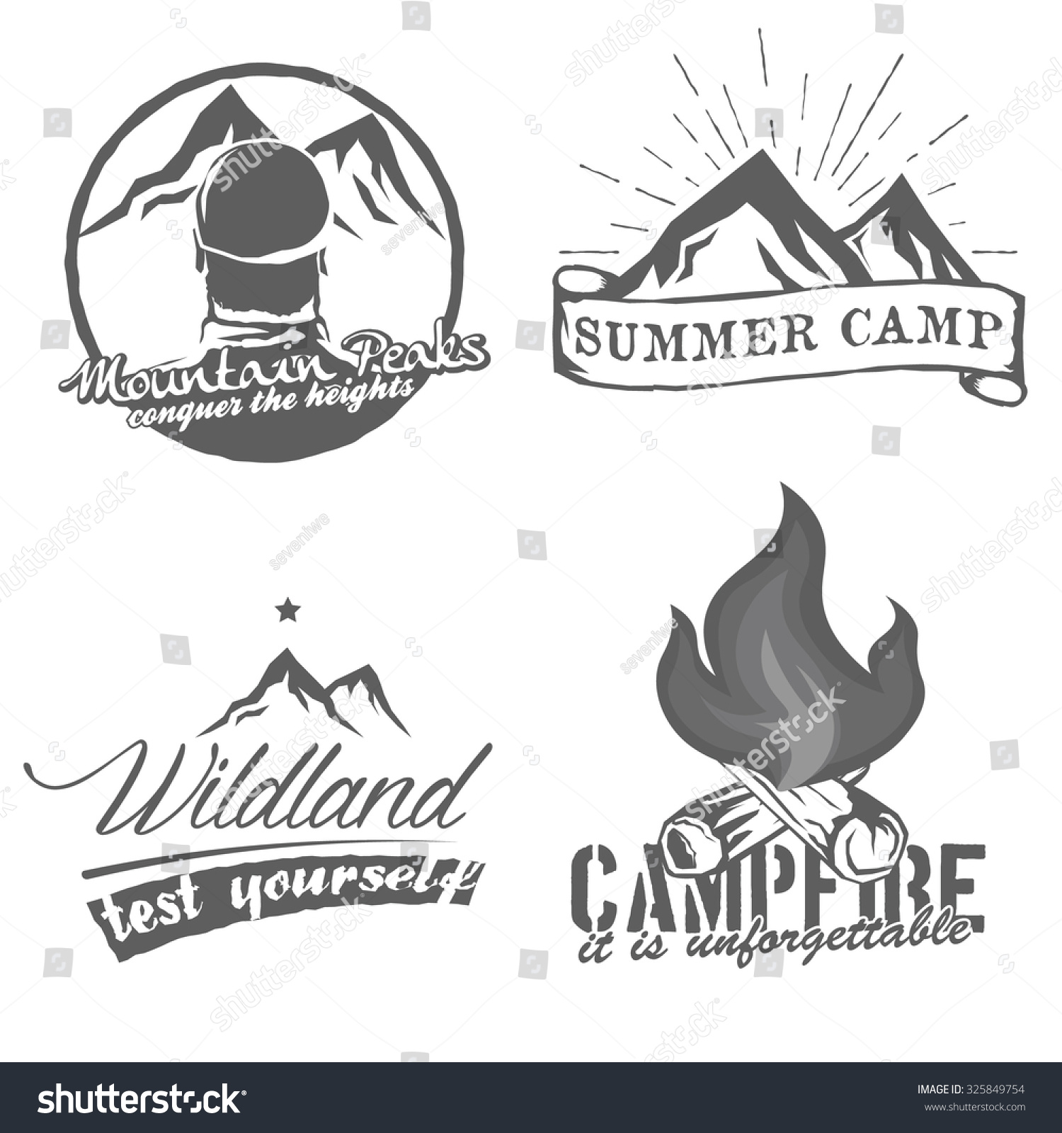 Set Camping Logos Summer Camp Badge Stock Vector Royalty Free