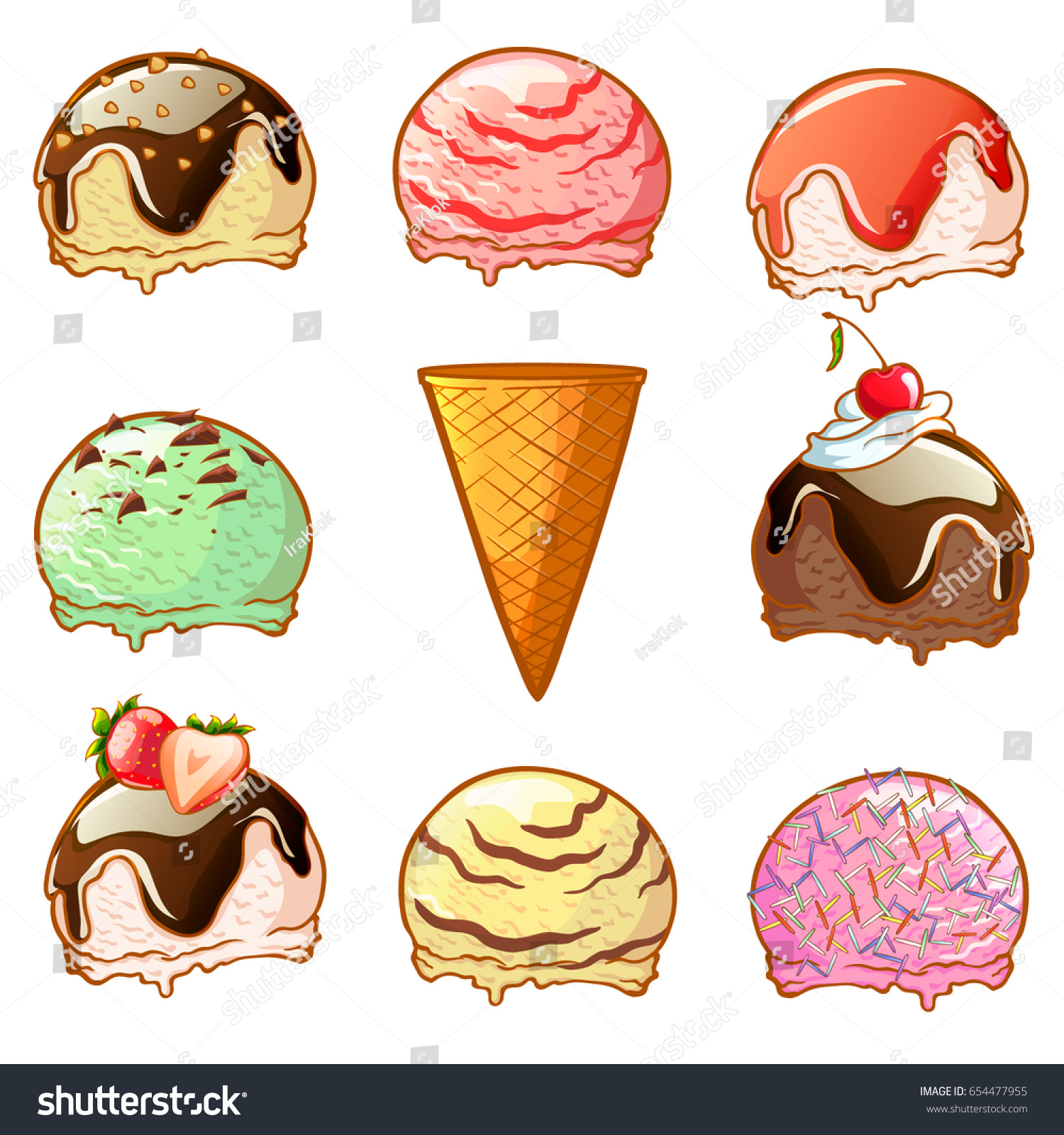 Set Cartoon Icons Ice Cream Scoops: vector de stock (libre de regalías ... Set Cartoon Icons Ice Cream Scoops: vector de stock (libre de regalías ...