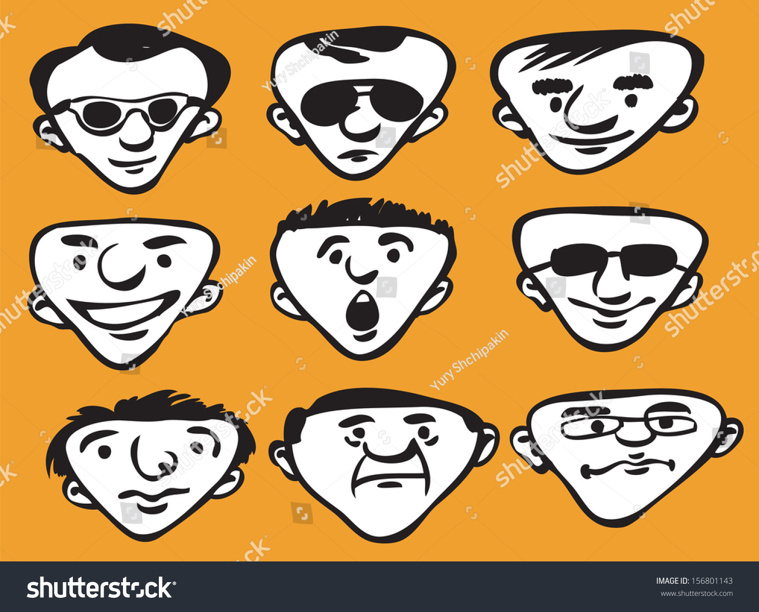 Set Cartoon Triangular Faces Stock Vector (Royalty Free) 156801143