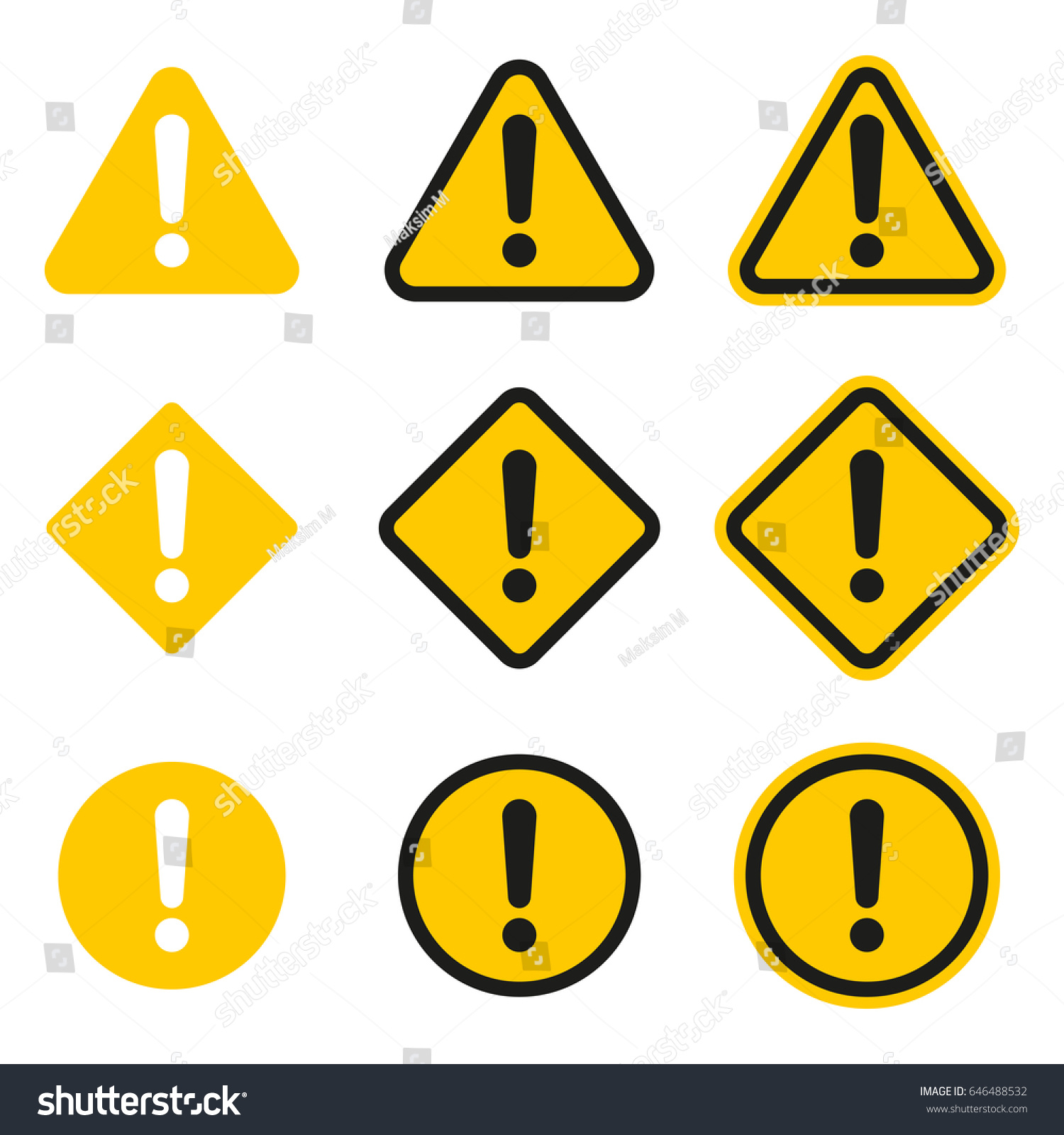 Set Caution Icons Caution Sign Vector Vector De Stock Libre De