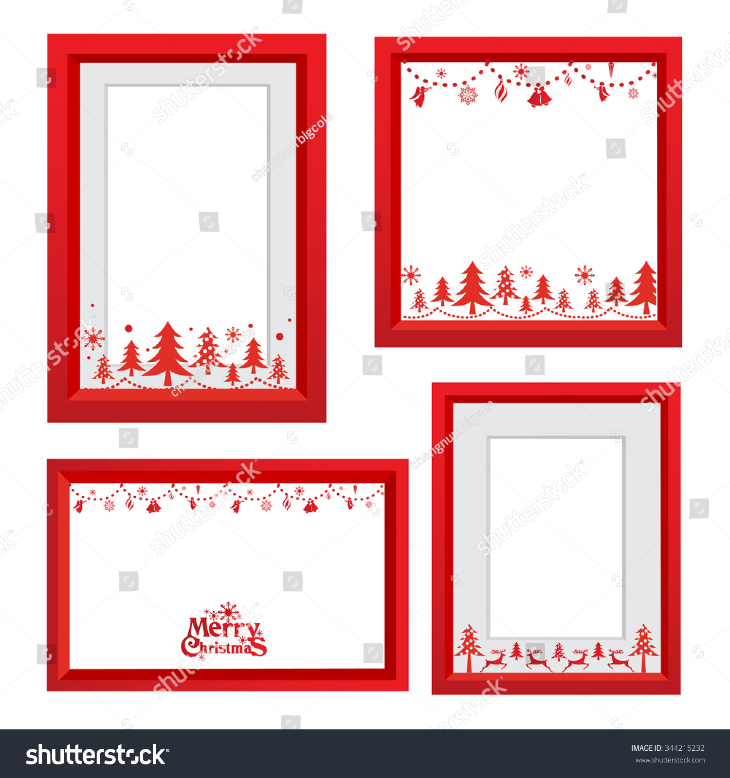 Set Christmas Framesvector Christmas Border Christmas Stock Vector ...