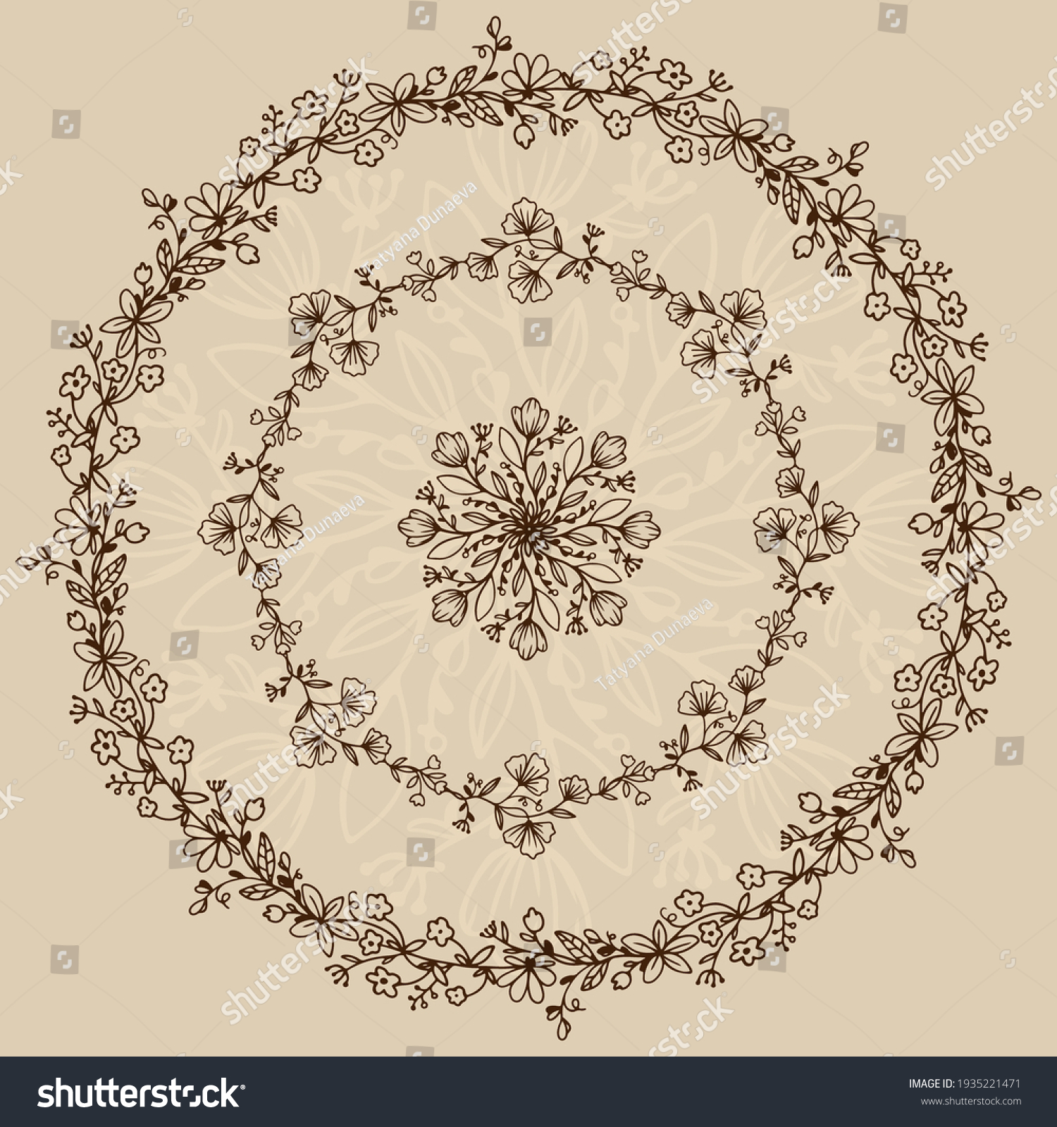 Set Circular Floral Pattern Stock Vector (Royalty Free) 1935221471 ...