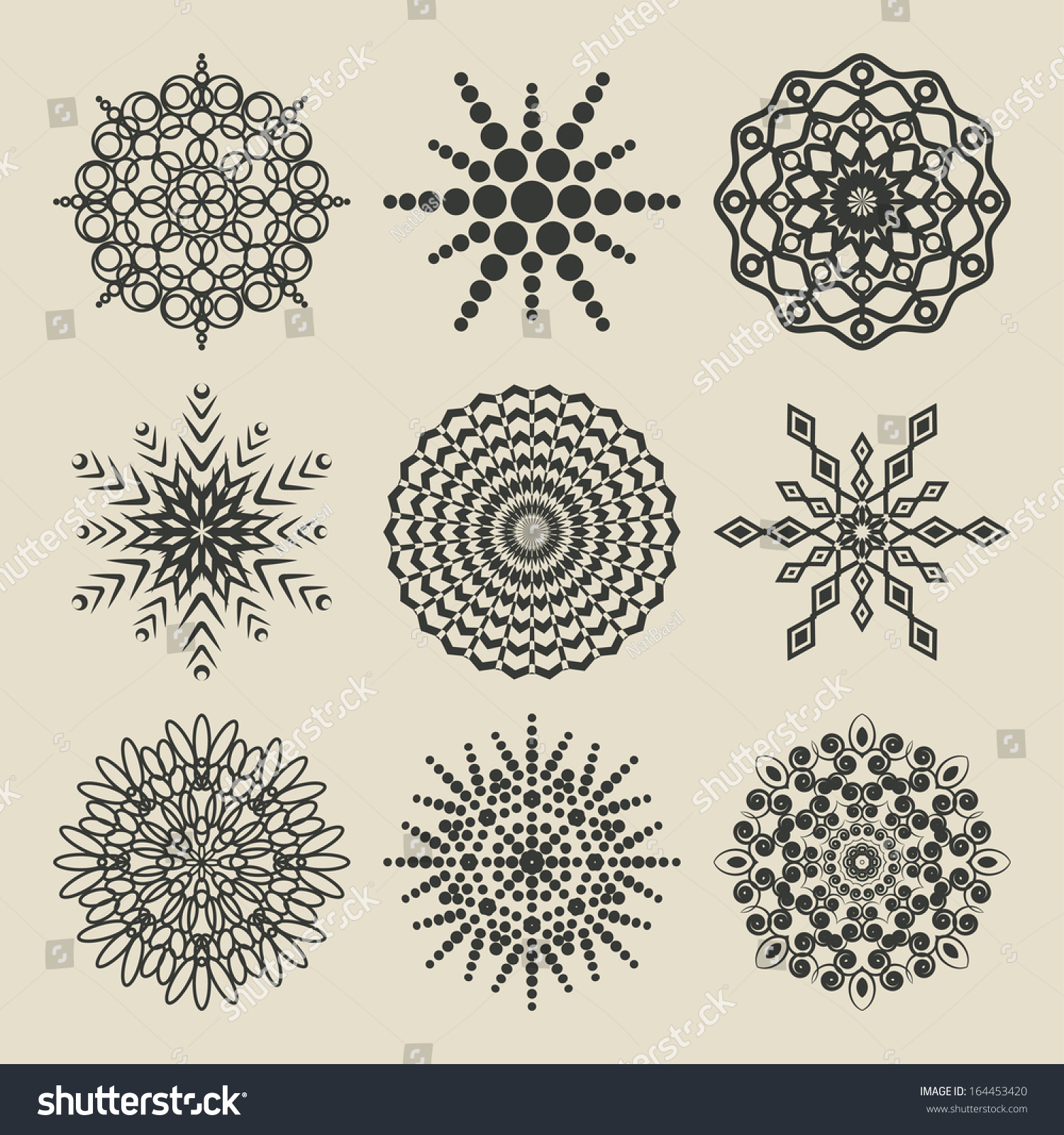 Set Circular Patterns Vector Illustration Stock Vector (Royalty Free ...