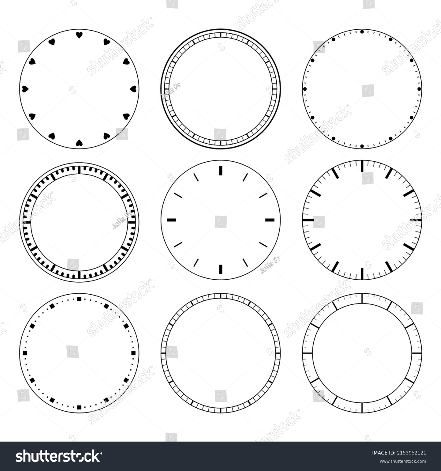 Set Clock Faces Empty Clock Face Stock Vector (Royalty Free) 2153952121 ...