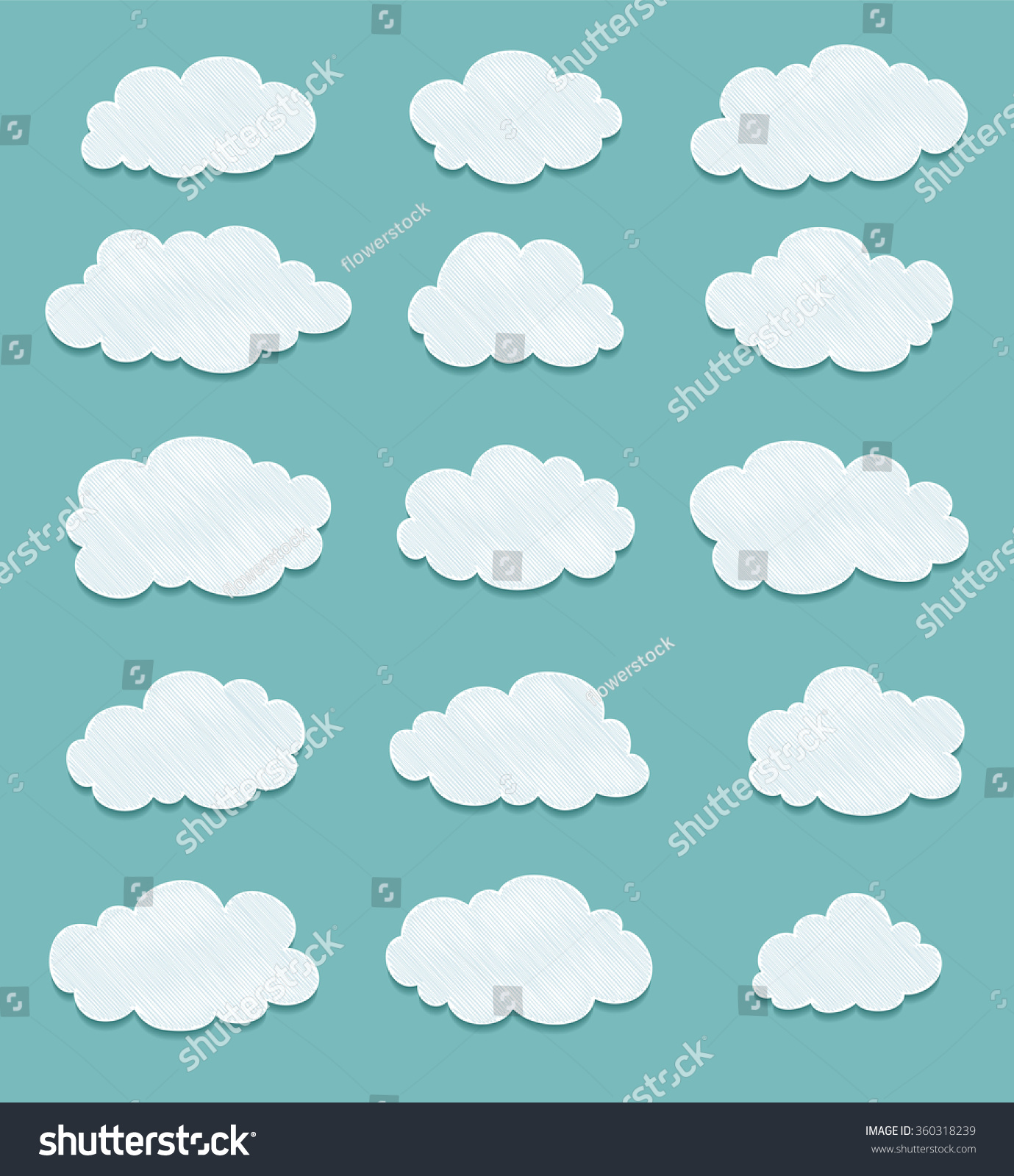 Set Clouds Drawing Vector Stock Vector (Royalty Free) 360318239 ...
