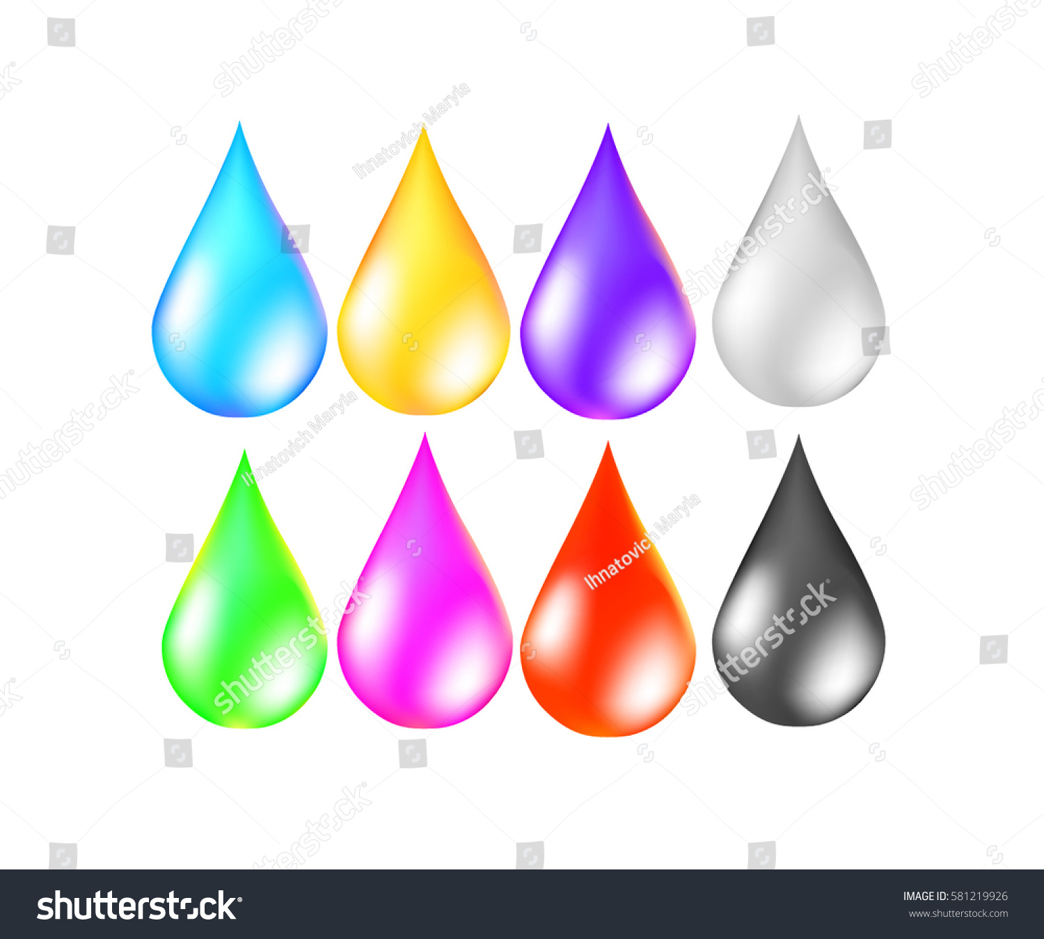 Set Colored Drops Vector Stock Vector (Royalty Free) 581219926 ...