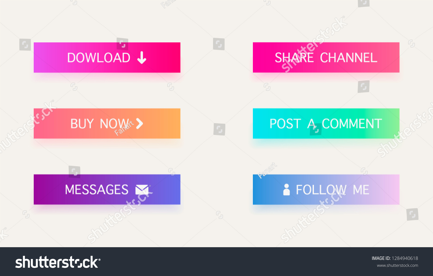Set Colored Gradient Web Buttons On Stock Vector (Royalty Free ...