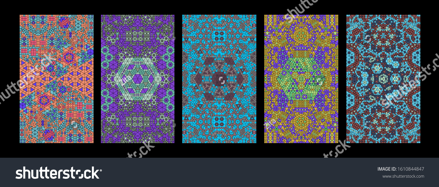 Set Complex Tessellation Pattern Textures Generative: vetor stock ...