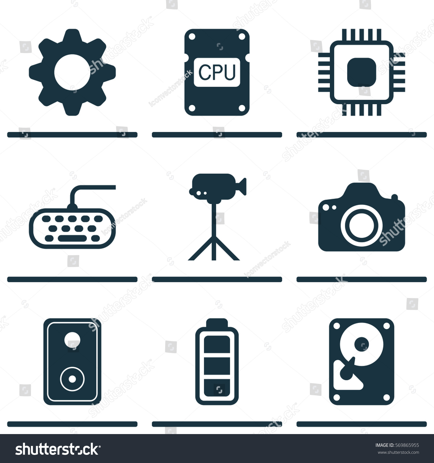 Set 9 Computer Hardware Icons Includes Stock Vector (Royalty Free ...