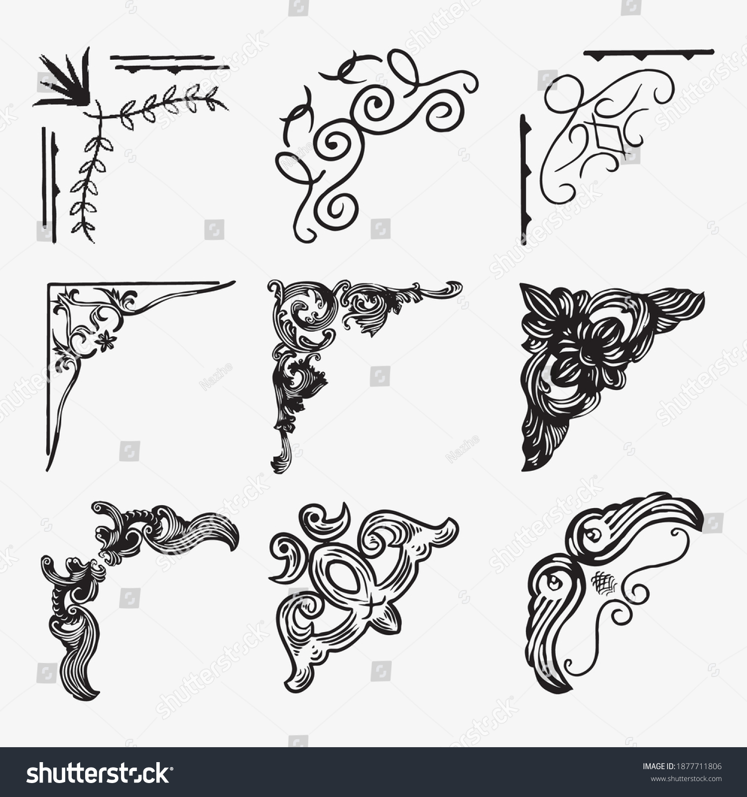 Set Corner Frames Illustrations Stock Vector (Royalty Free) 1877711806