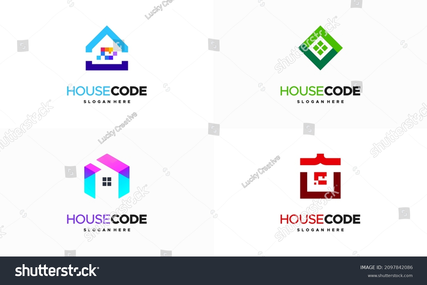 Set Creative Code House Logo Designs Stock Vector (Royalty Free) 2097842086