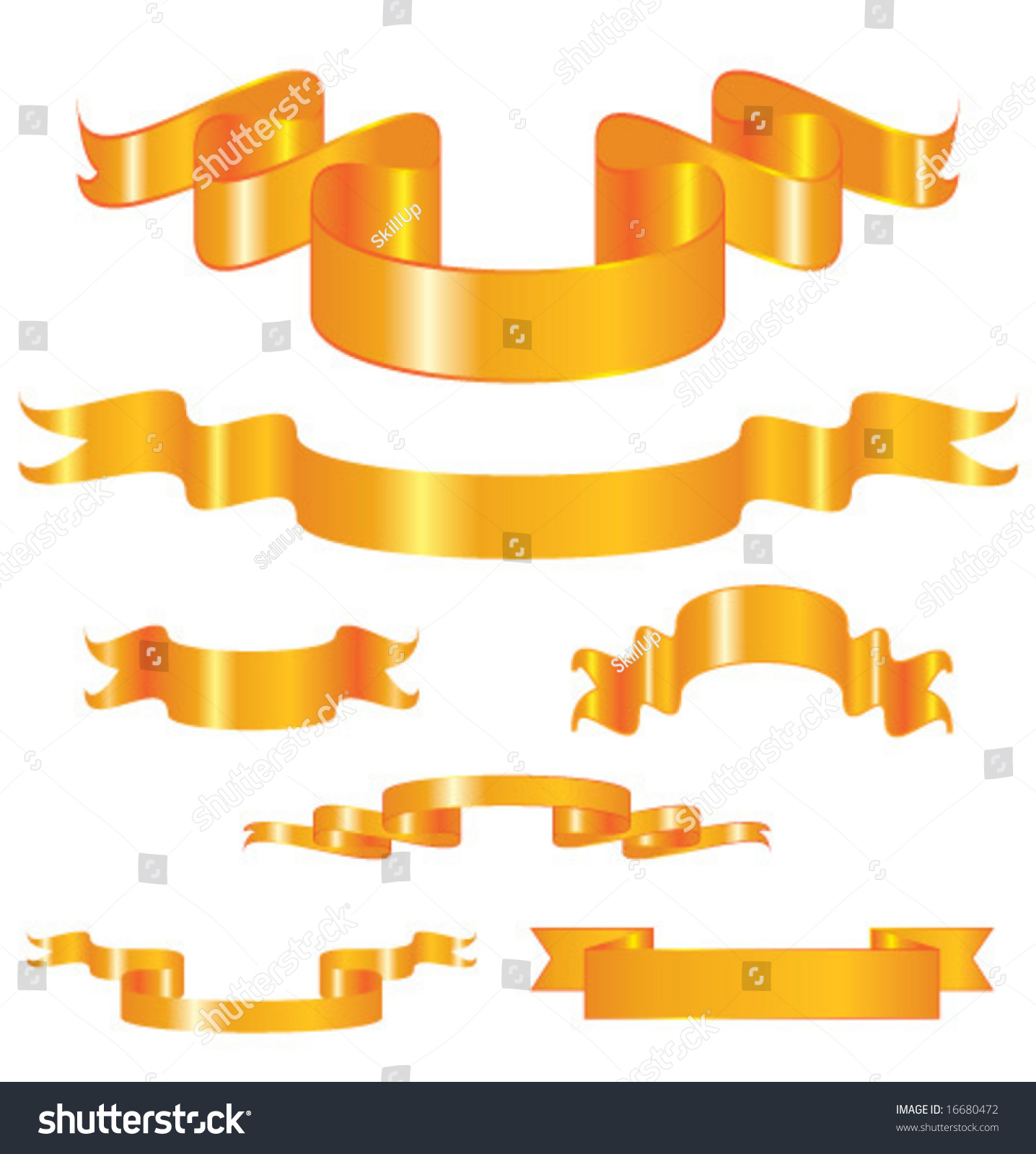 Set Curled Gold Ribbons Vector Illustration Stock Vector (Royalty Free ... Set Curled Gold Ribbons Vector Illustration Stock Vector (Royalty Free ...