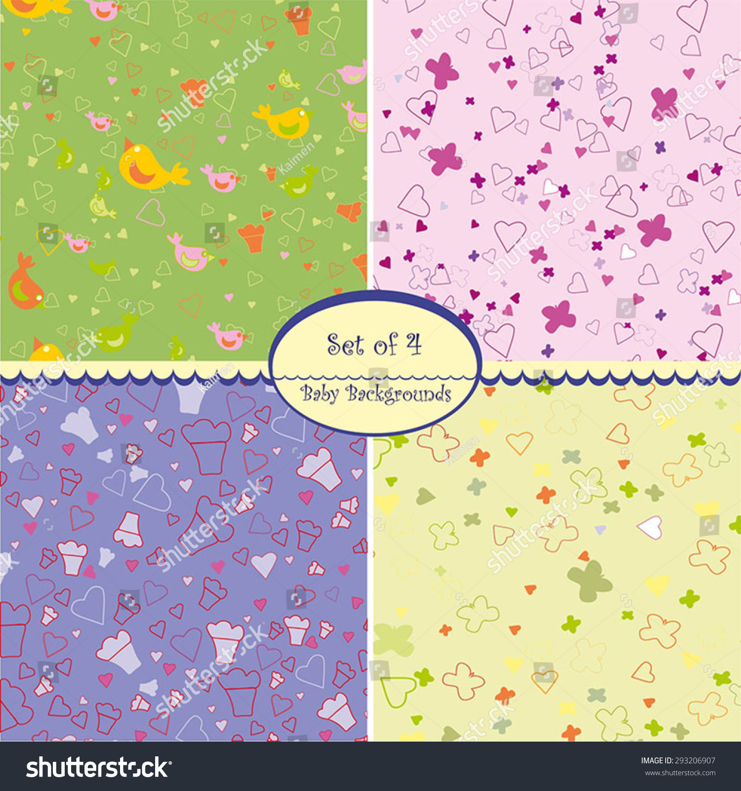 Set Cute Background Patterns Stock Vector (Royalty Free) 293206907