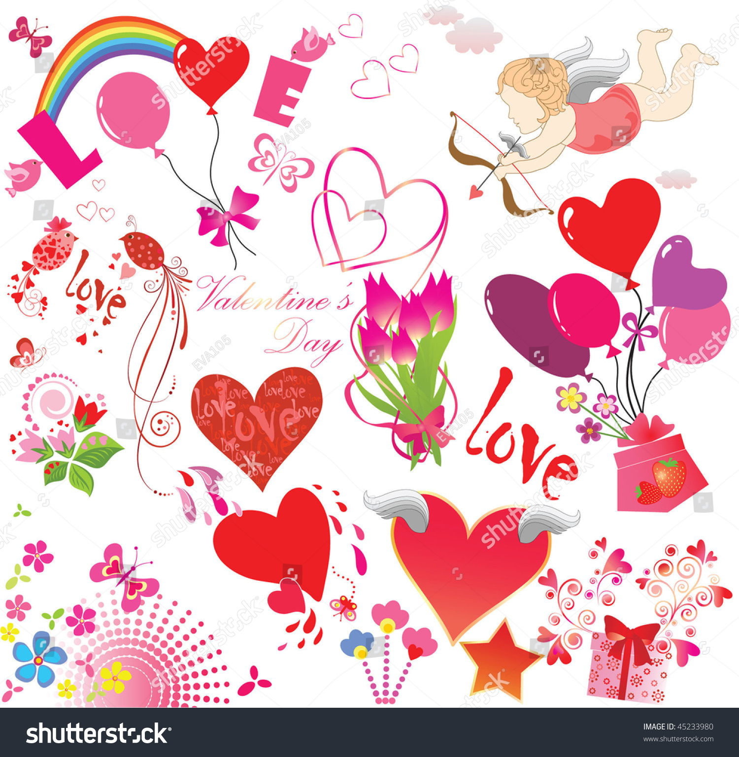 Set Of Cute Design Elements Stock Vector Illustration 45233980 ...