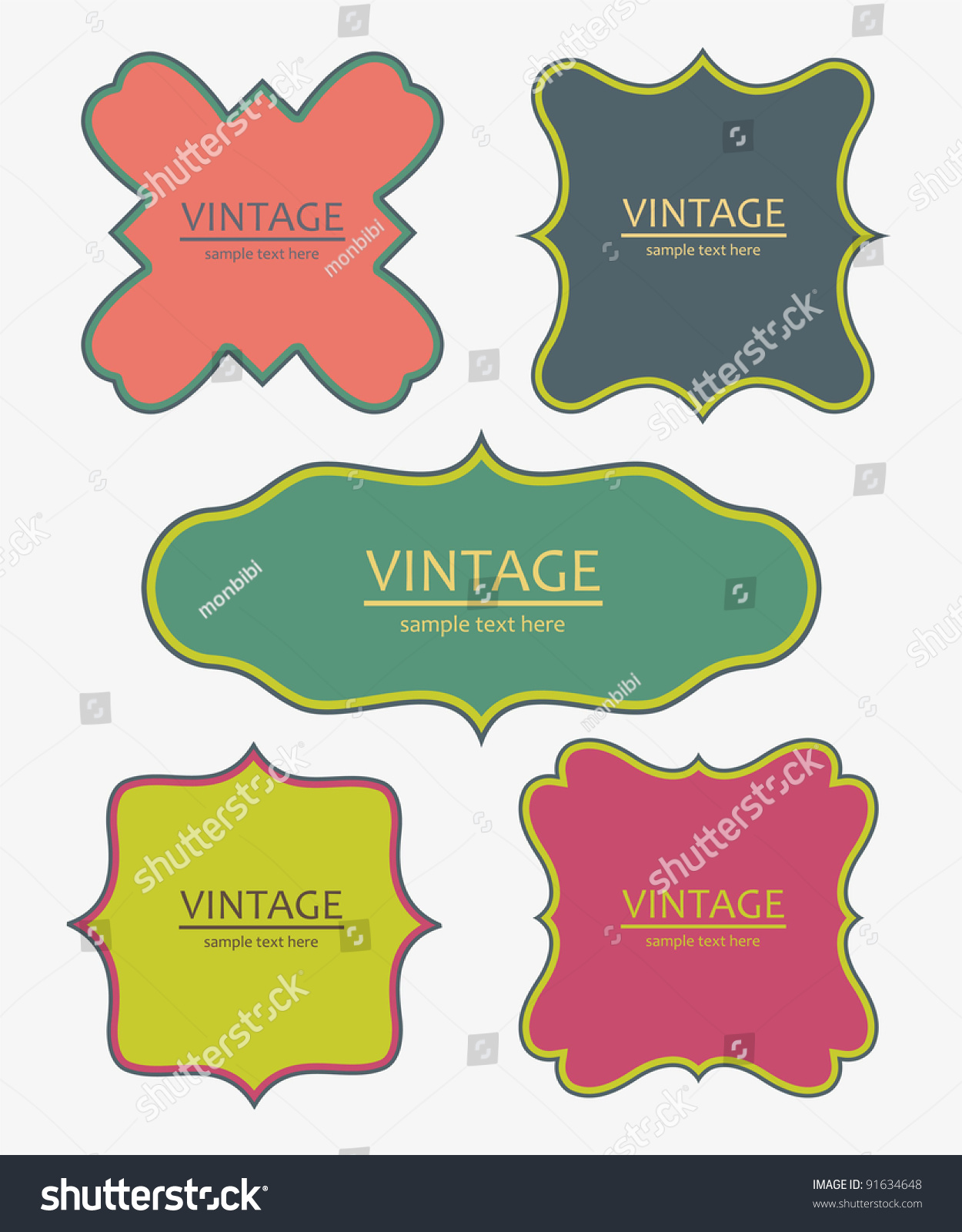 Set Cute Frames Vector Illustration 스톡 벡터(로열티 프리) 91634648 | Shutterstock