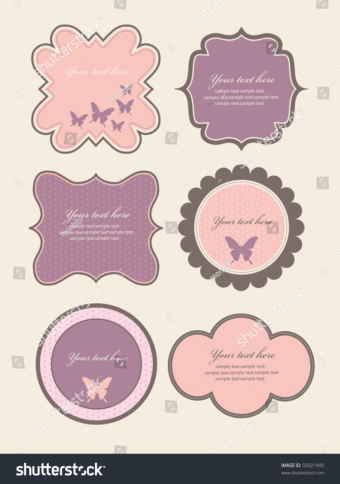 Set Cute Frames Vector Illustration: vector de stock (libre de regalías ...