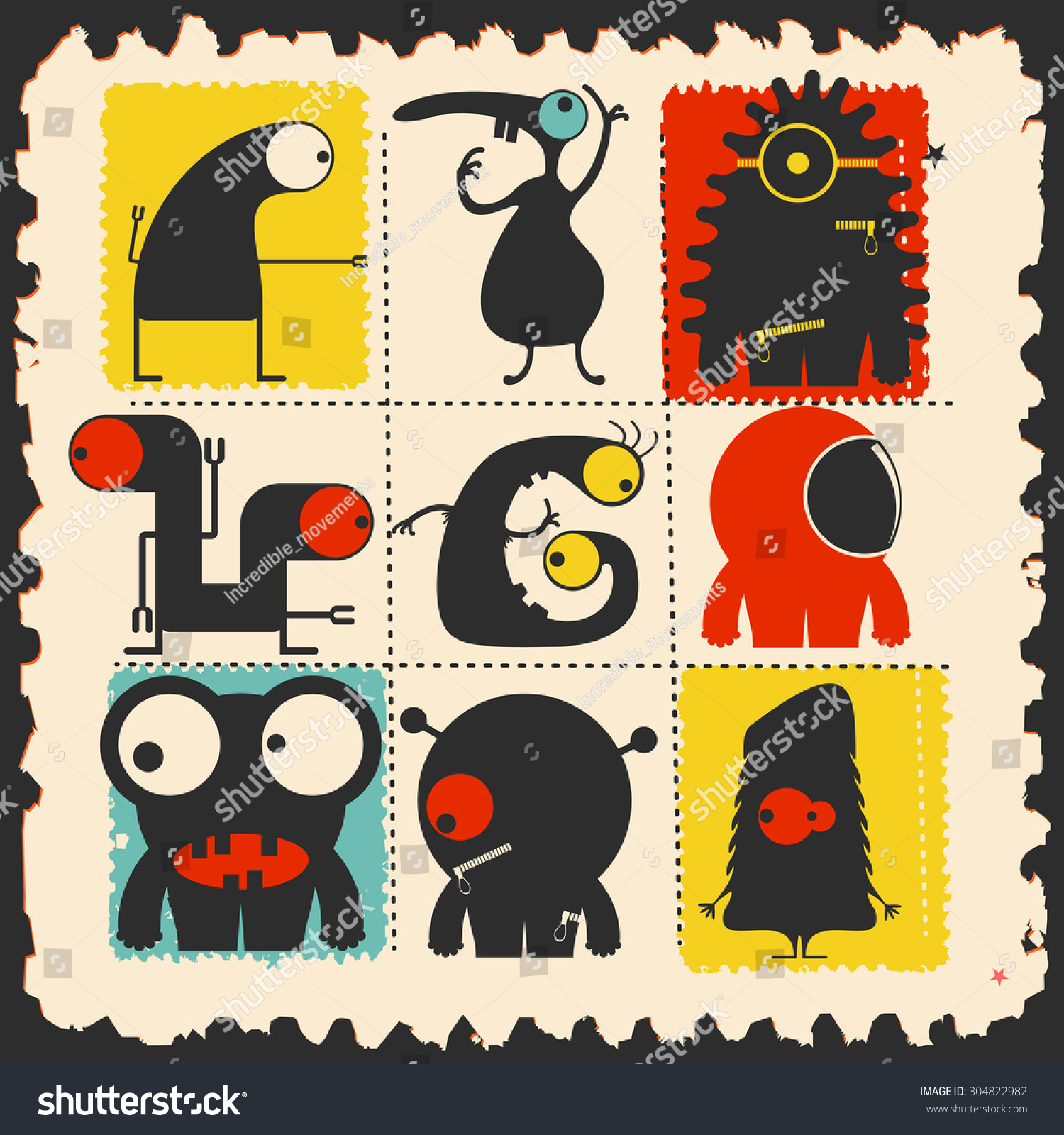 Set Cute Monsters Vector Illustration Stock Vector (Royalty Free) 304822982