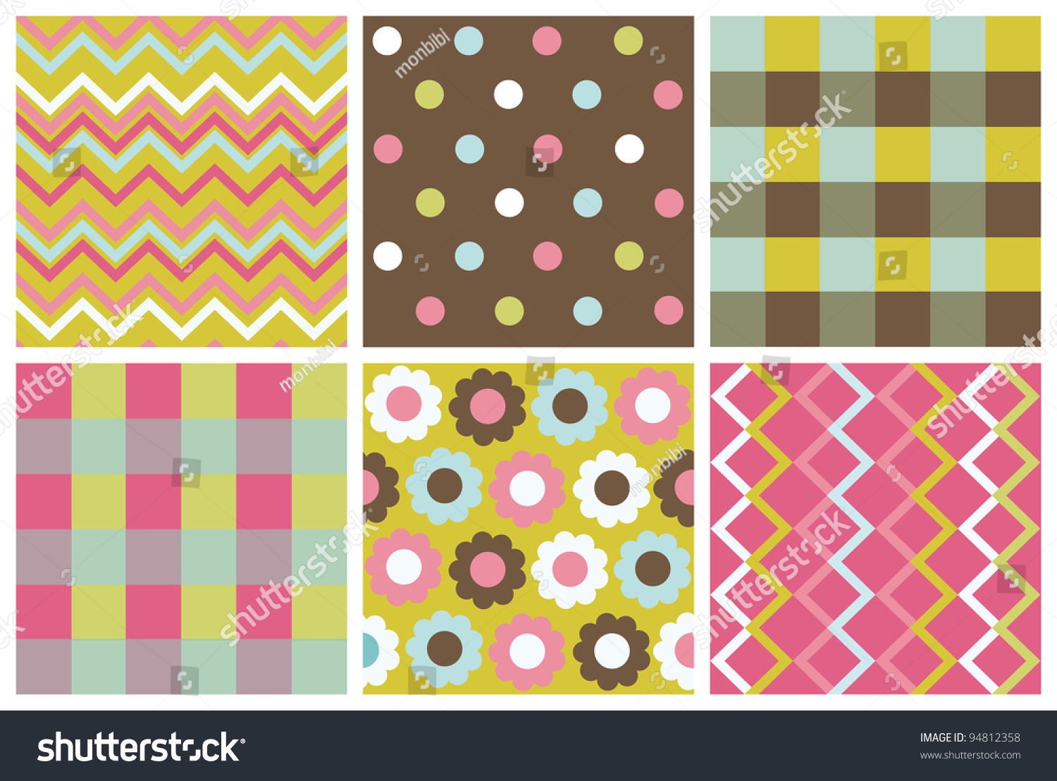Set Cute Pattern Vector Illustration: vector de stock (libre de ...