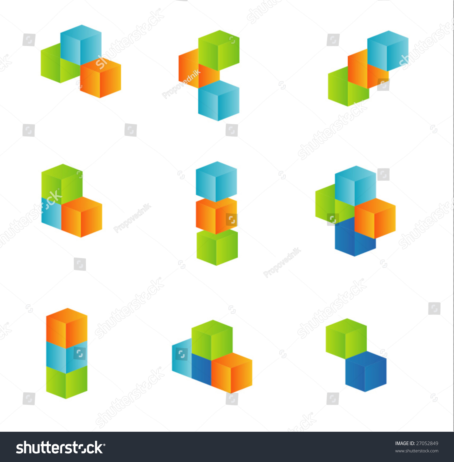 Set 3d Cubes Stock Vector (Royalty Free) 27052849 | Shutterstock