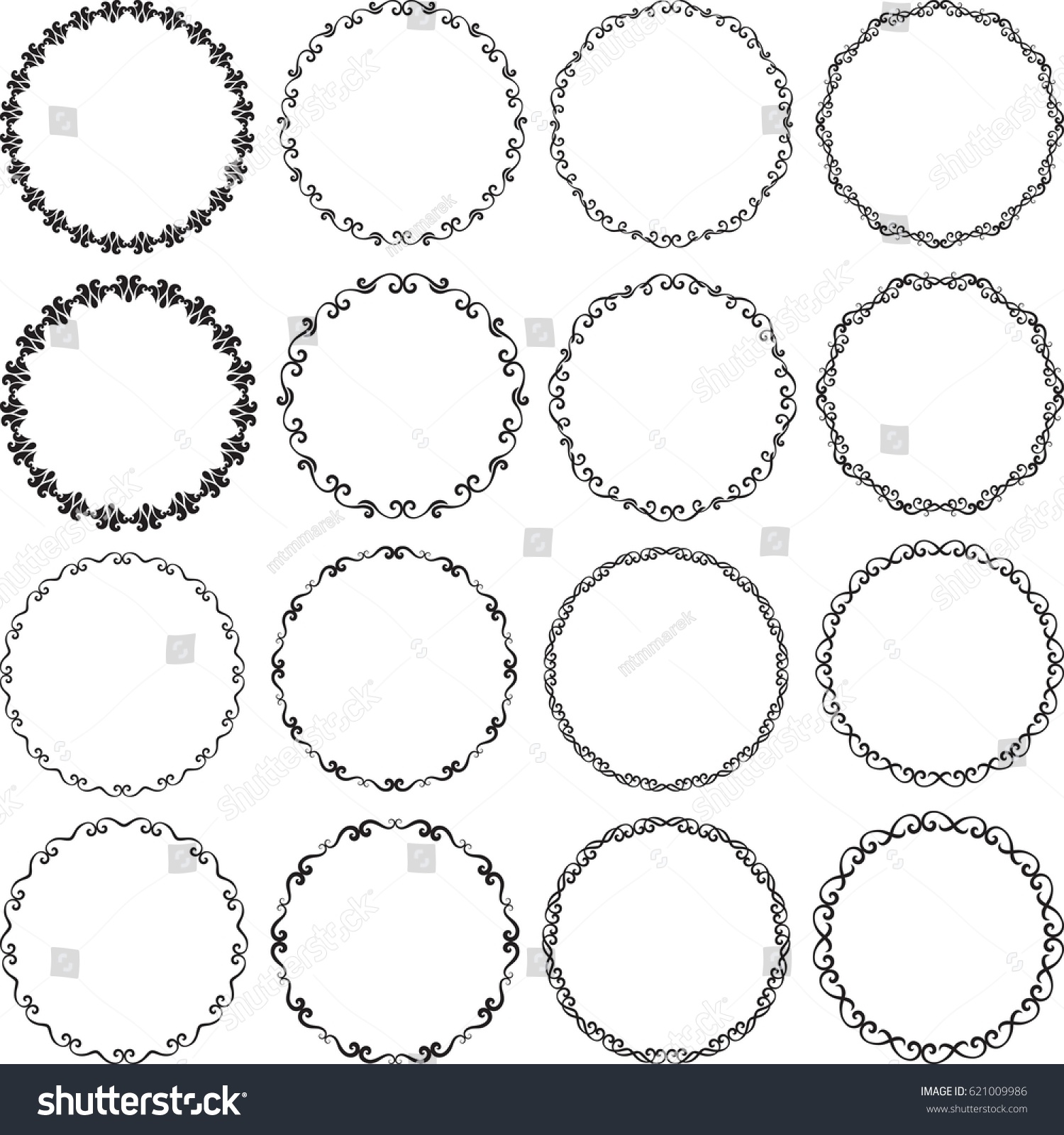 Set Decorative Borders Design Elements Stock Vector 621009986 ...
