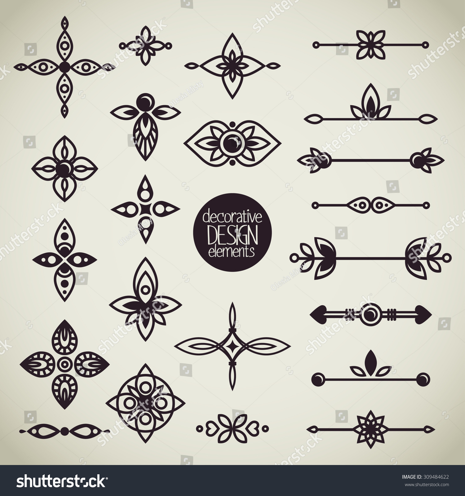 Set Decorative Design Elements Stock Vector (Royalty Free) 309484622