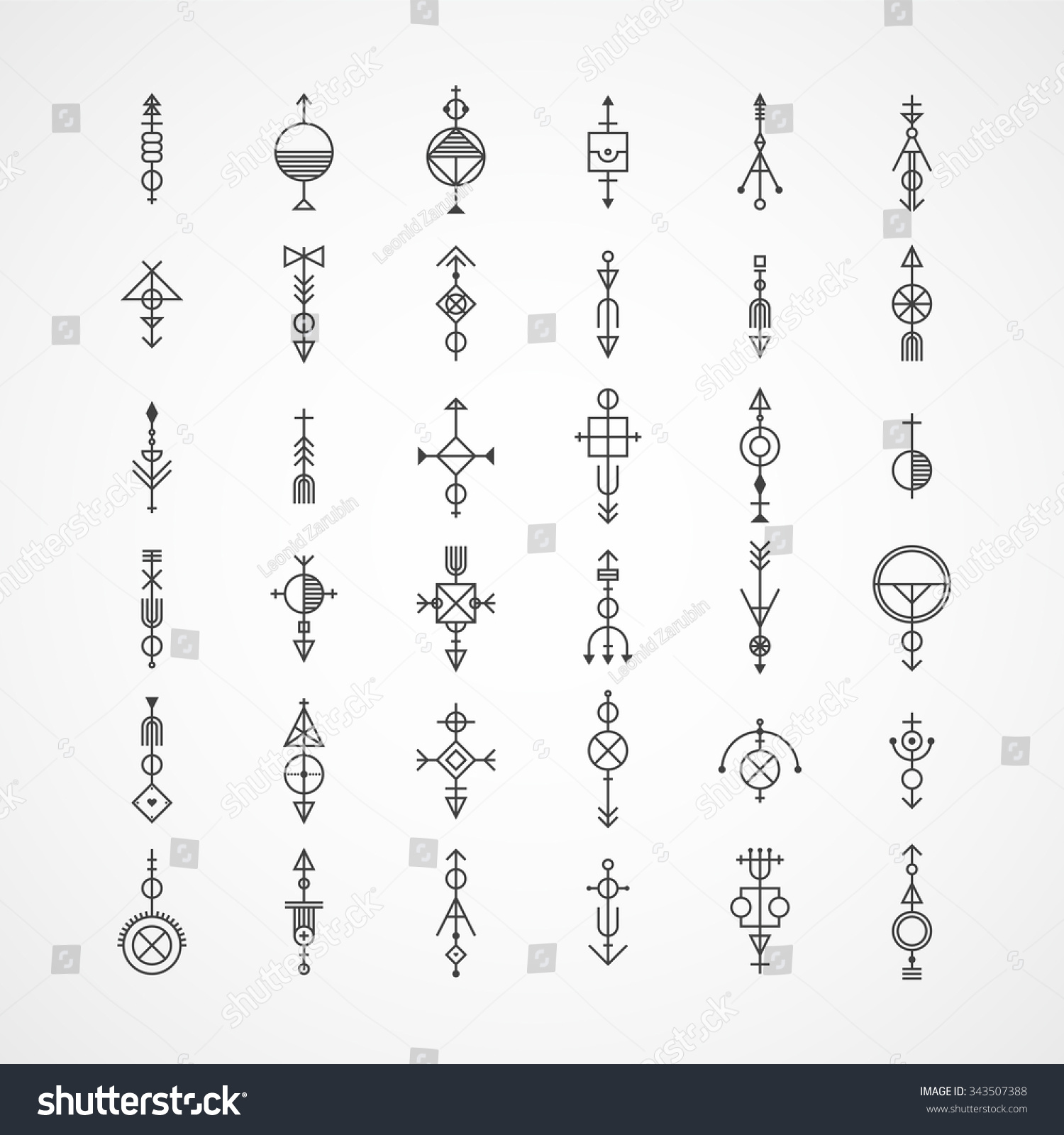 Set Decorative Esoteric Elements Stock Vector (Royalty Free) 343507388 ...