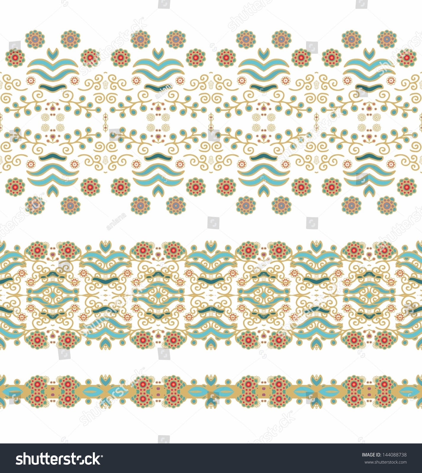 Set Decorative Floral Borders Designs Stock Vector (Royalty Free ...