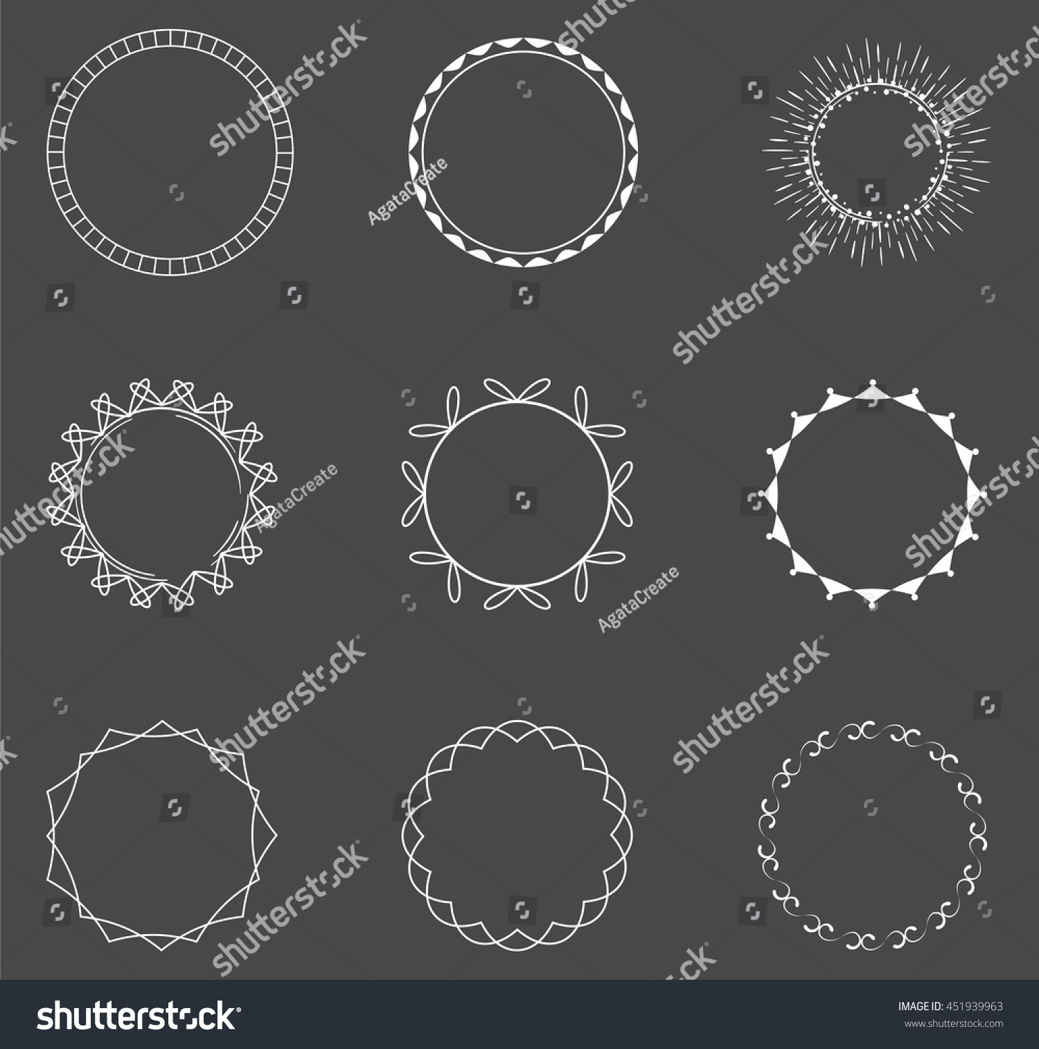 Set Decorative Round Frames Stock Vector (Royalty Free) 451939963 ...