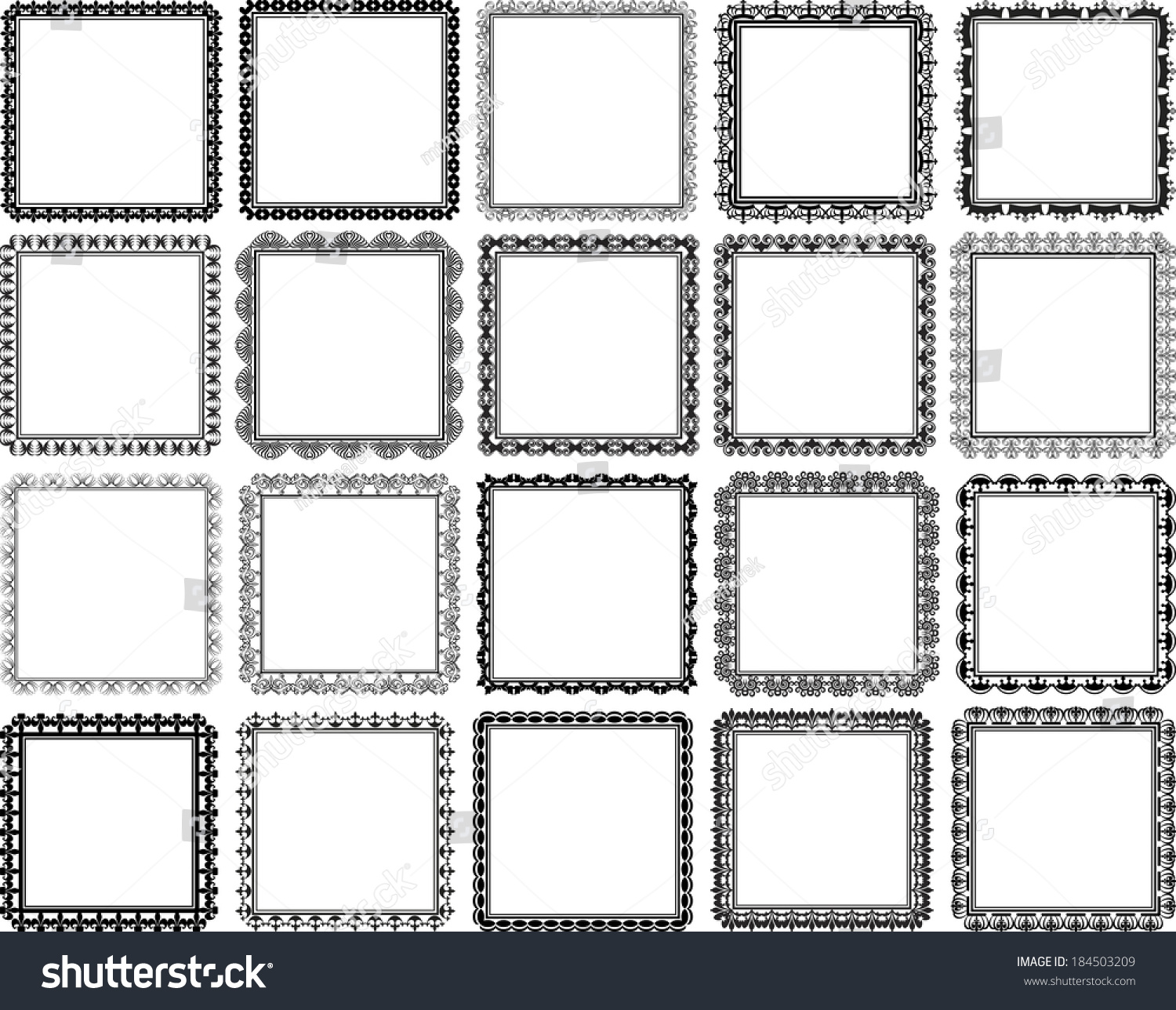 Set Decorative Square Frames Design Elements Stock Vector (Royalty Free ...