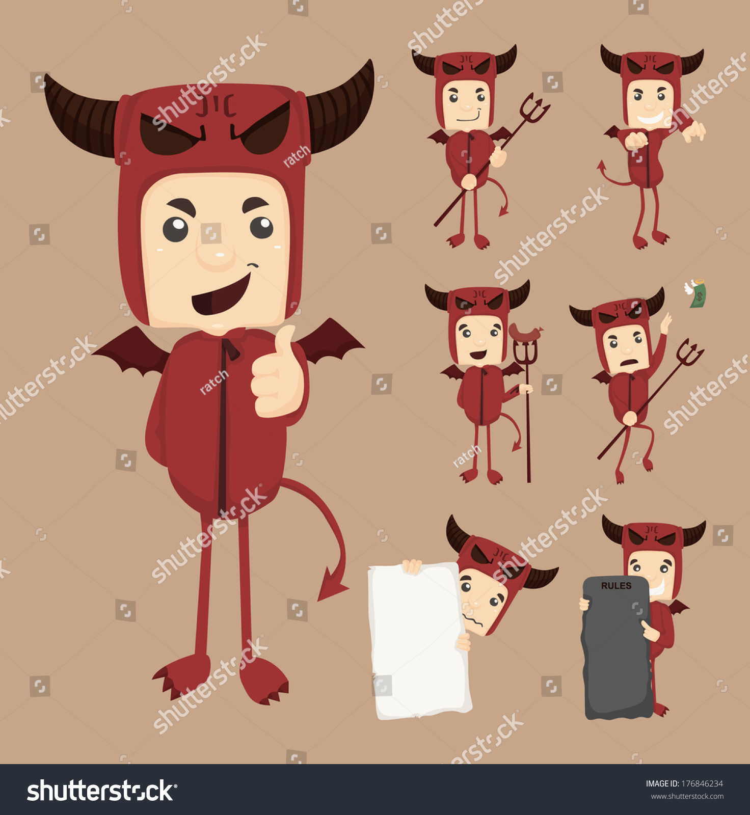 Set Devil Characters Poses Eps10 Vector: vector de stock (libre de ...