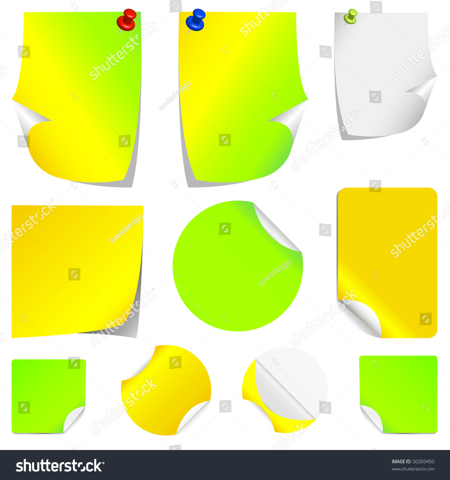 Set Different Colors Realistic Vector Stickers Stock Vector (royalty