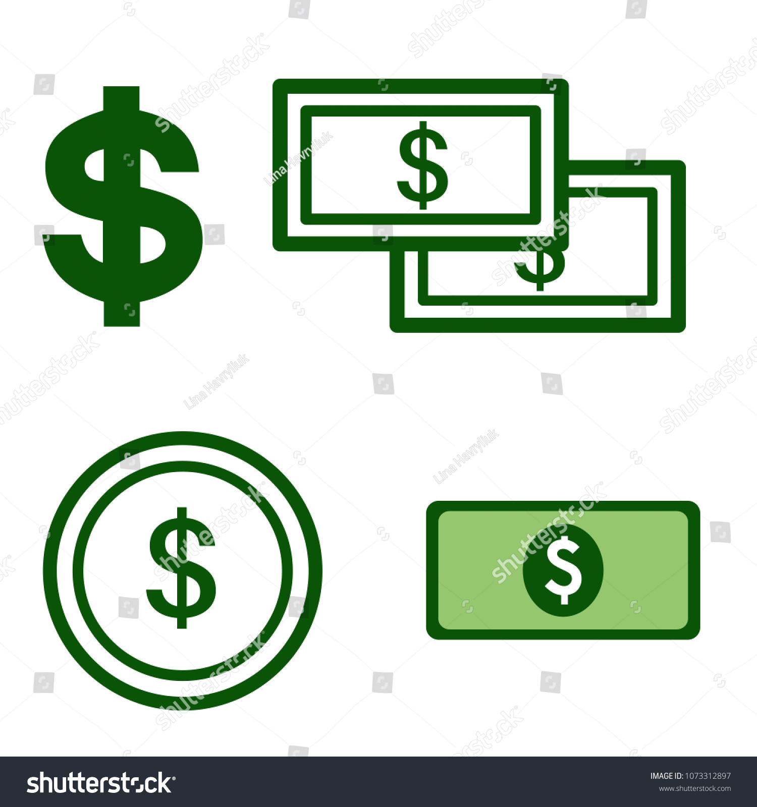 Set Different Dollar Logo Vector Stock Vector (Royalty Free) 1073312897 ...