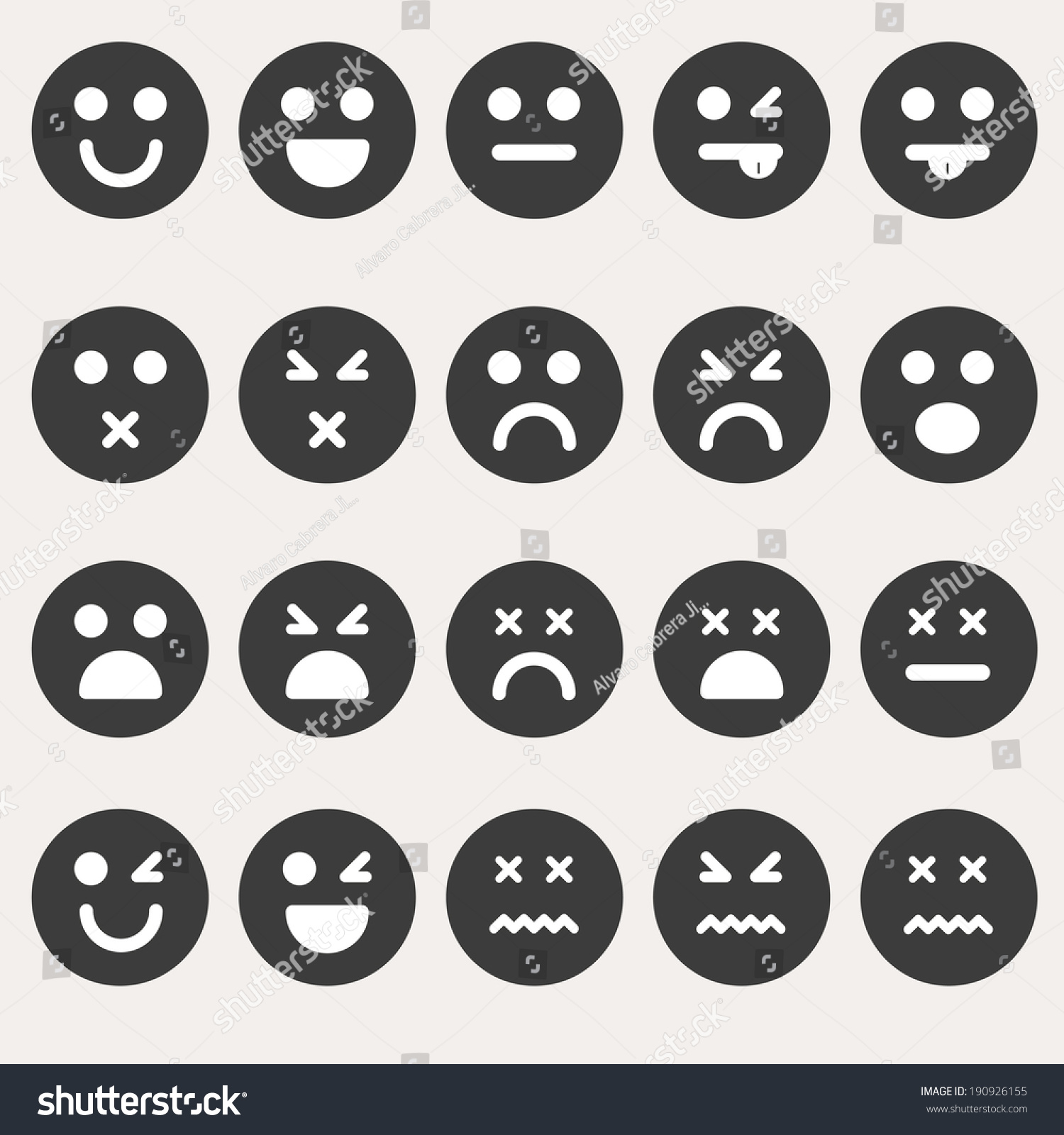 Set Different Emoticons Vector Stock Vector (Royalty Free) 190926155