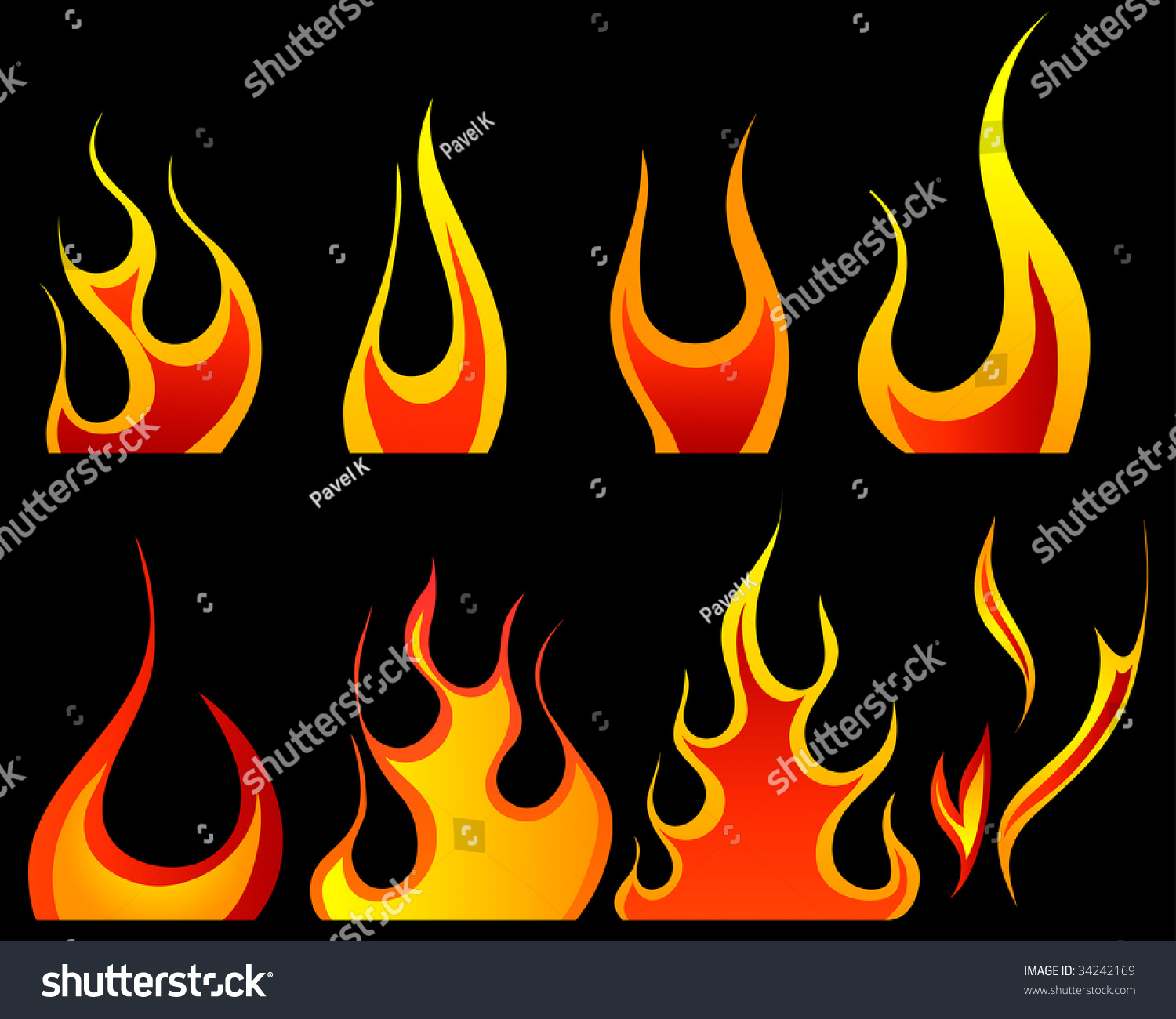 Set Different Fire Patterns Design Use: เวกเตอร์สต็อก (ปลอดค่าลิขสิทธิ์ ...