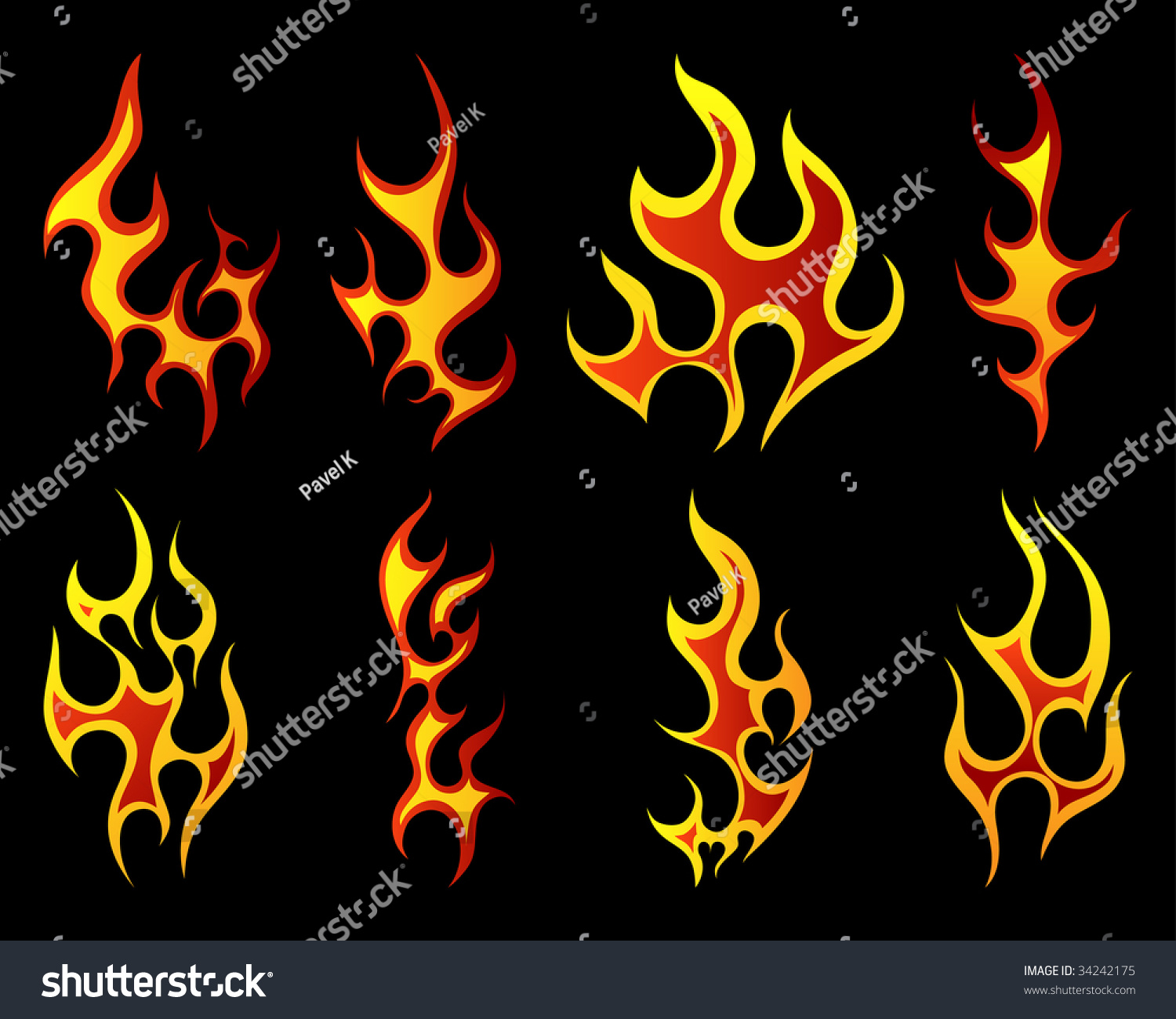 Set Different Fire Patterns Design Use: เวกเตอร์สต็อก (ปลอดค่าลิขสิทธิ์ ...