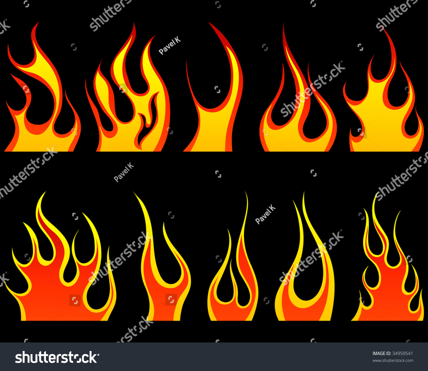 Set Of Different Fire Patterns For Design Use Stock Vector Illustration ...