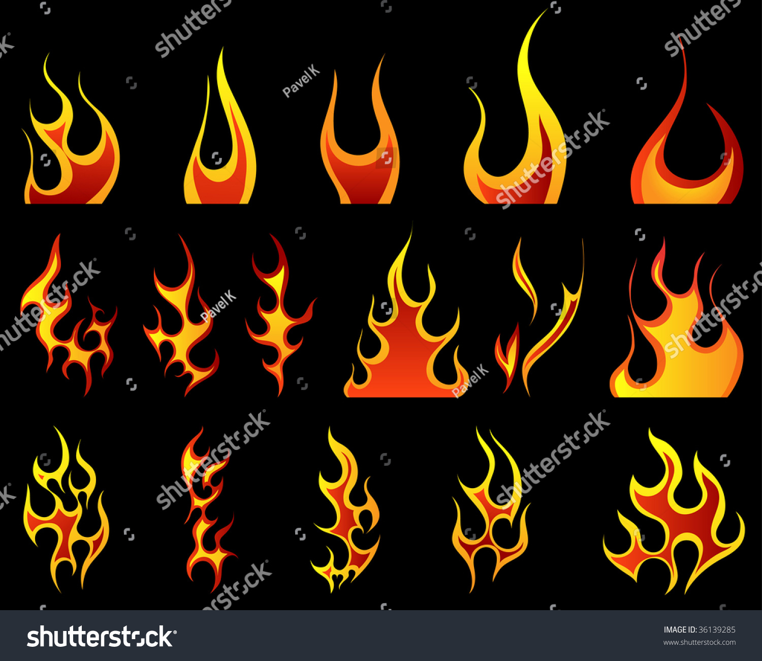 Set Different Fire Patterns Design Use Stock Vector (Royalty Free ...