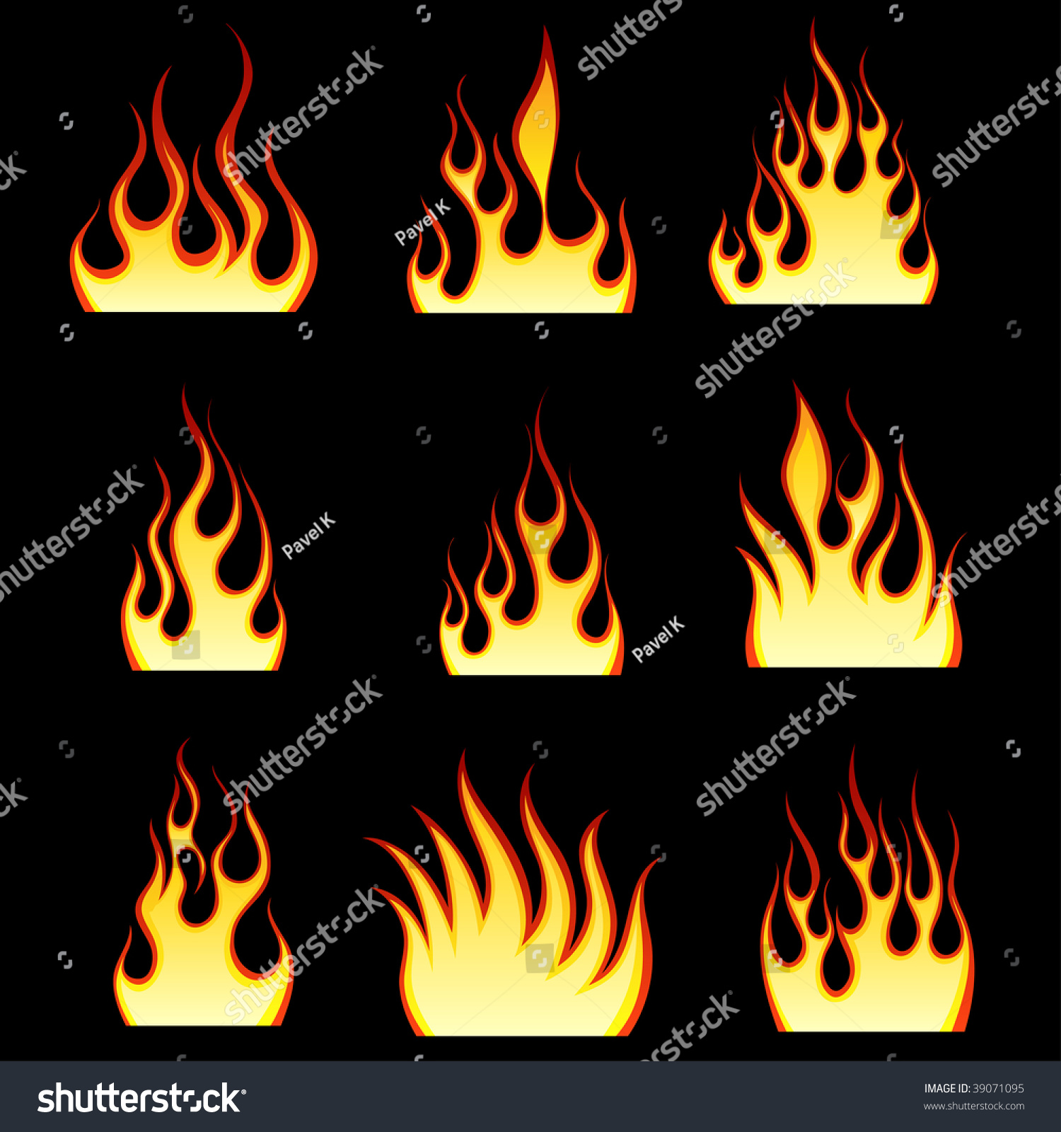 Set Different Fire Patterns Design Use Stock Vector (Royalty Free) 39071095