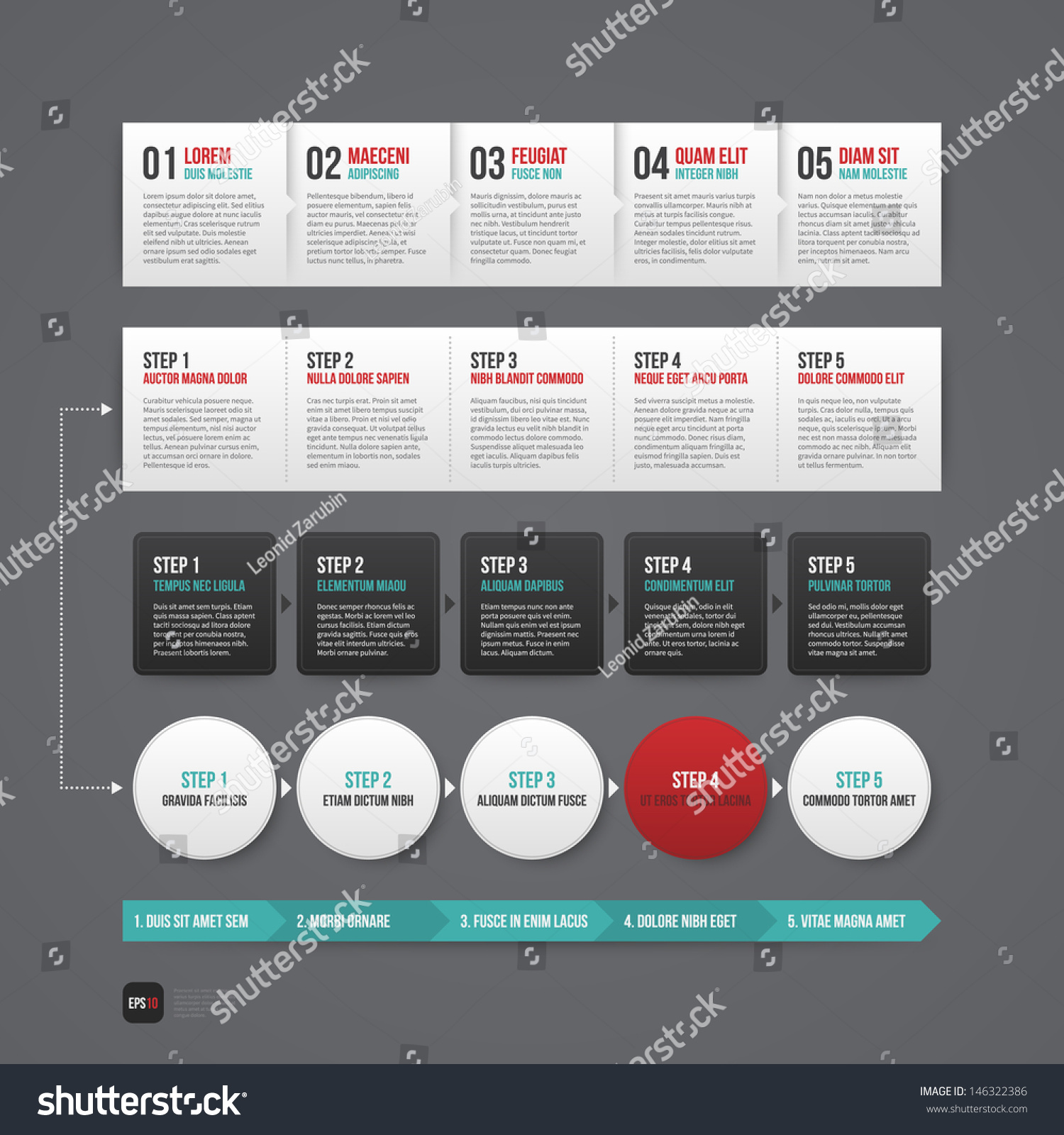 Set 5 Different Sequence Templates Stock Vector (Royalty Free) 146322386