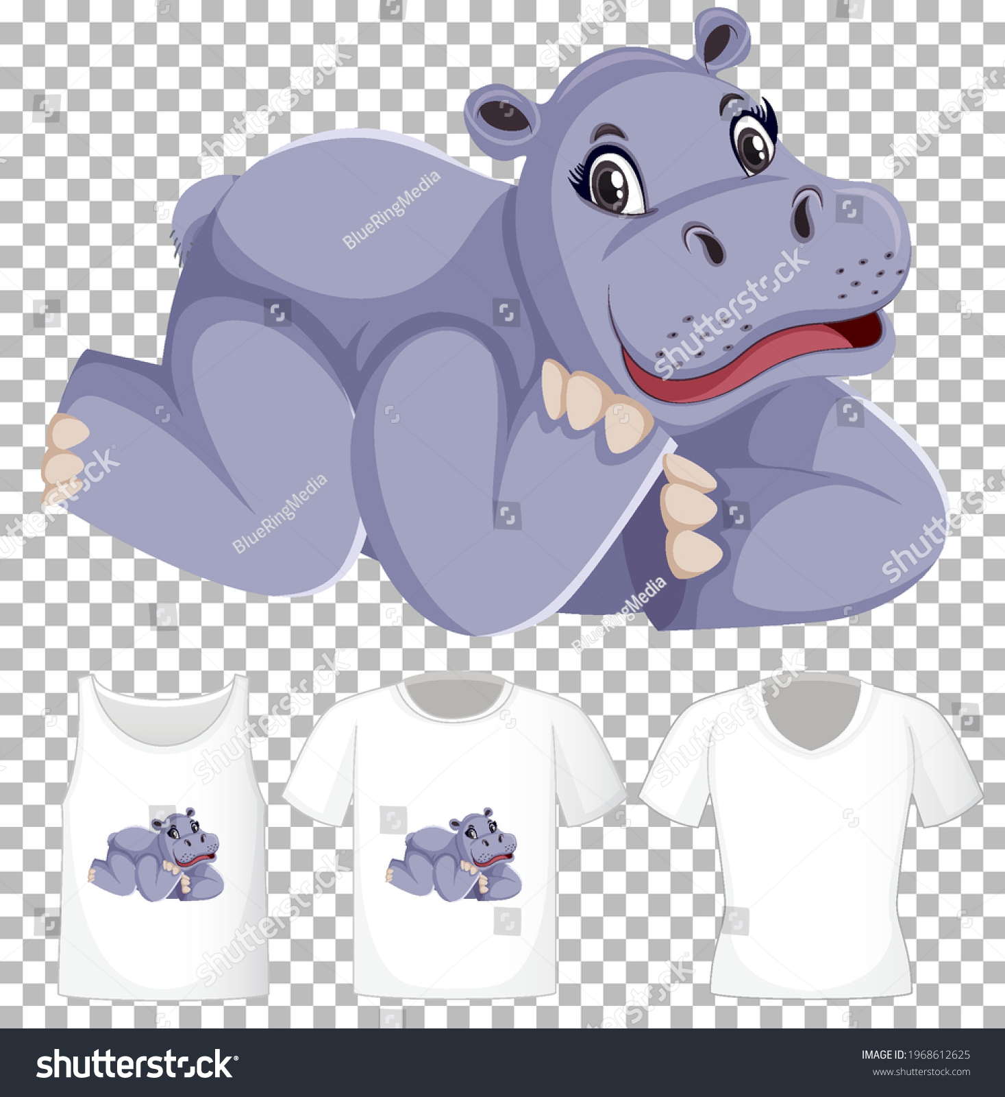 Set Different Shirts Hippopotamus Cartoon Character Stock Vector ... Set Different Shirts Hippopotamus Cartoon Character Stock Vector ...